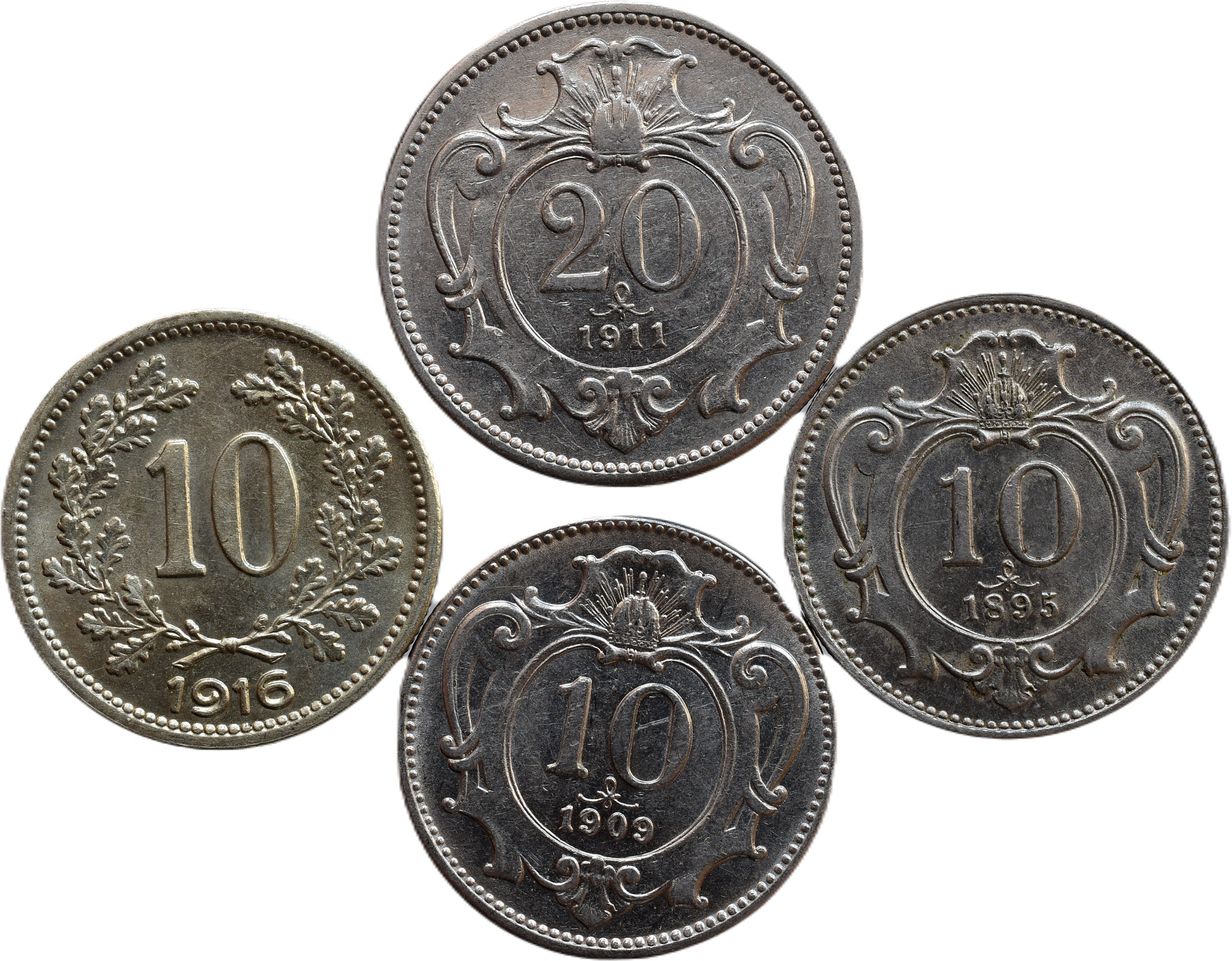 20 hal. 1911 p.z., 10 hal. 1985 p.z., 1909 p.z., , 1916 - nowe godło ...