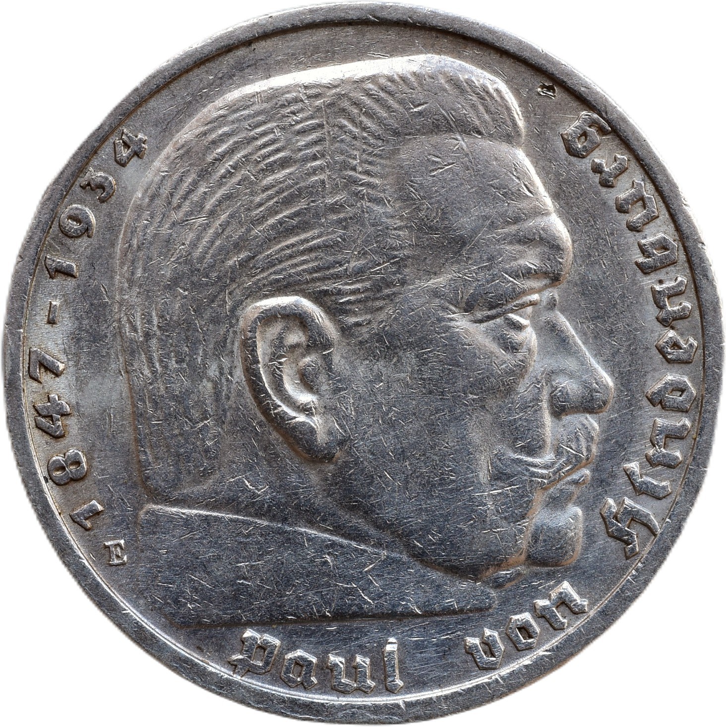 Niemcy III. Rzesza, 5 marca 1936 E, Hindenburg, swastyka, fryzura ...