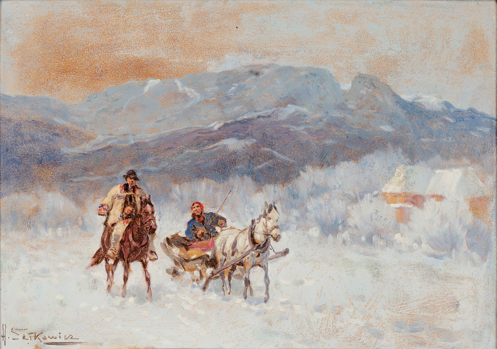 Adam Setkowicz (1875 - 1945), Przejażdżka pod Giewontem - Aukcja ...