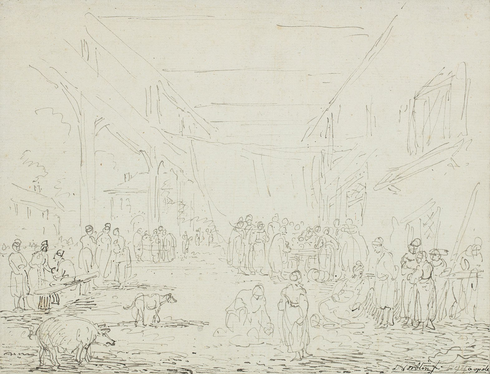 Jan Piotr Norblin de la Gourdaine (1745-1830), Hala targowa w Opolu ...