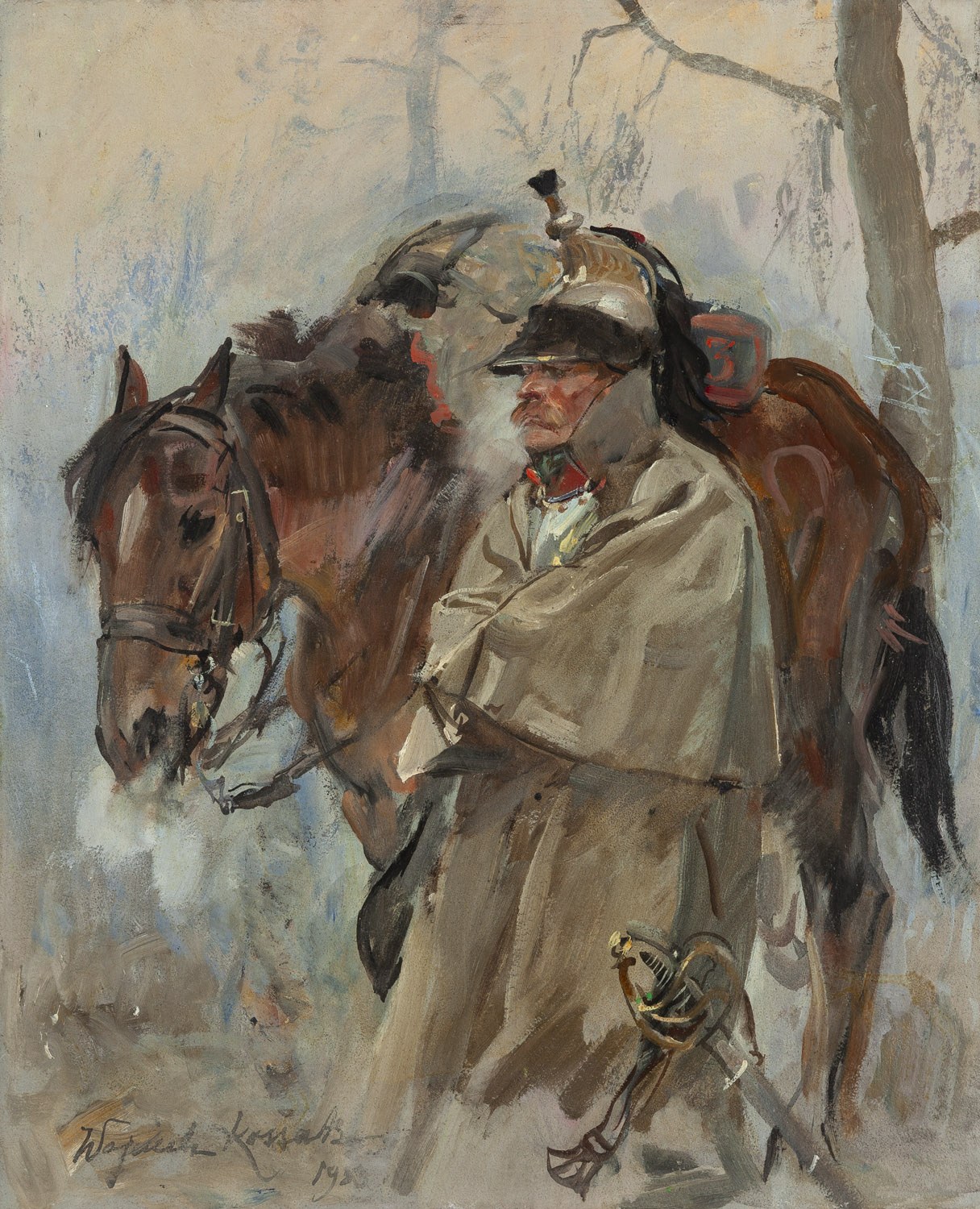 Wojciech Kossak (1856 Paryż - 1942 Kraków), Żołnierz napoleoński z ...