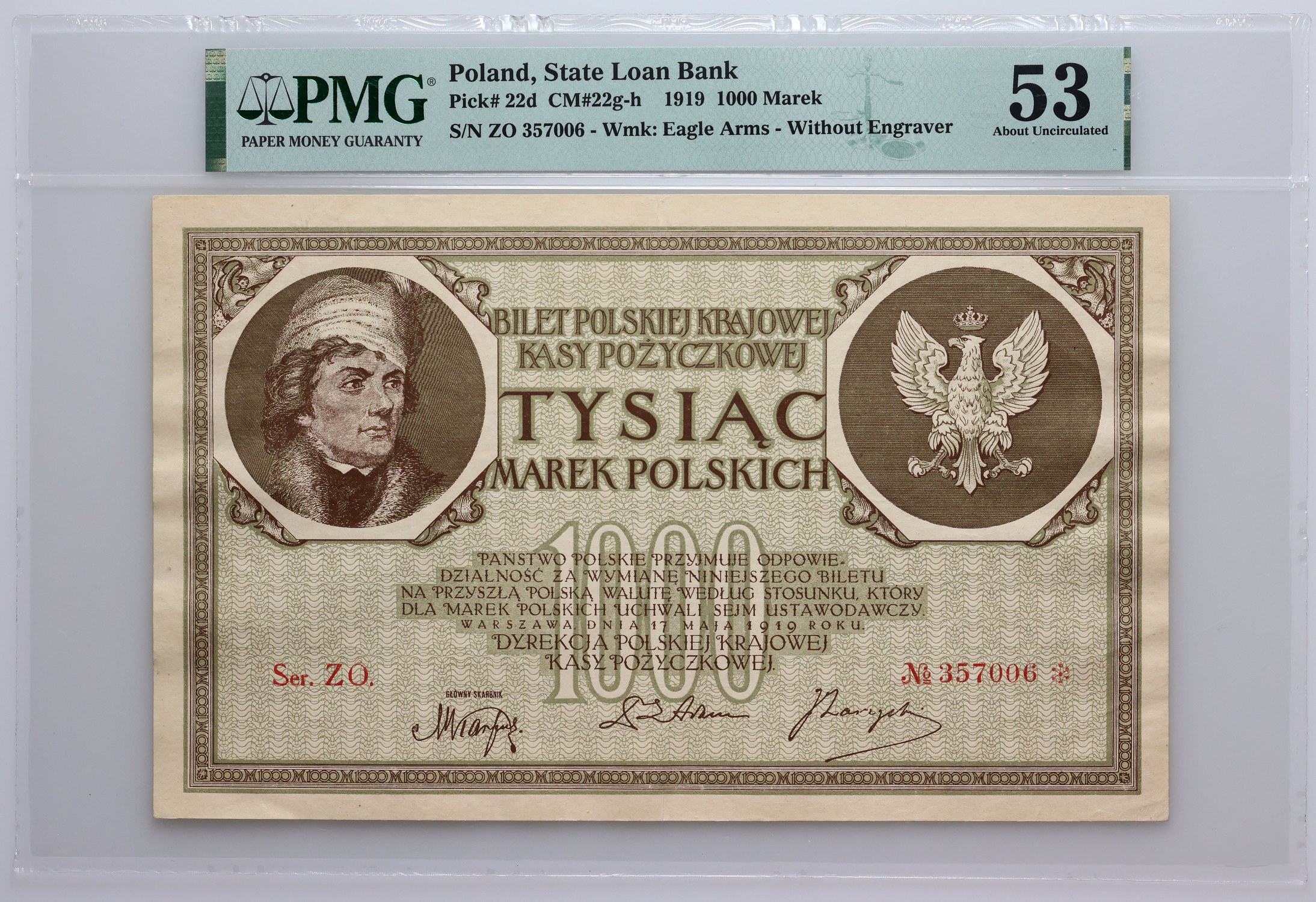 II RP, 1000 Polish marks 17.05.1919, Ser. ZO. - Online auction / Online ...