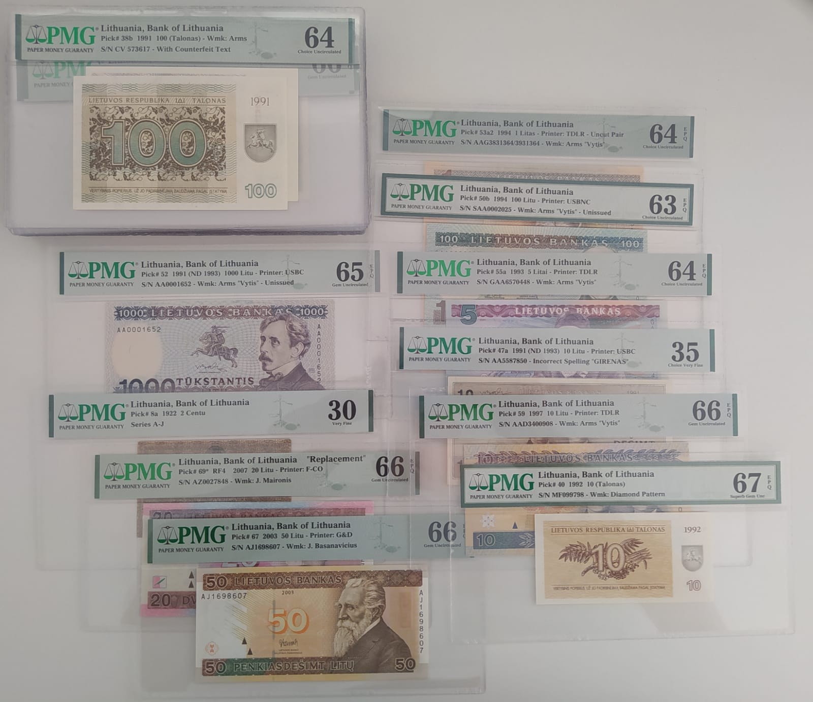 Lithuania. Collection of banknotes 42pcs all PMG - Online auction ...