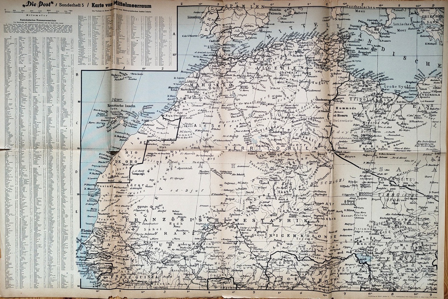Mapa Afryki Północnej i rejonu Morza Śródziemnego - wydawnictwo NSDAP ...