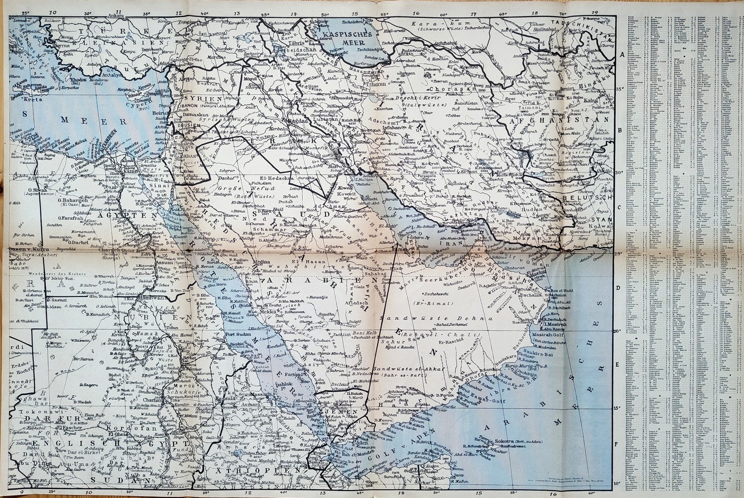 Mapa rejonu Półwyspu Arabskiego - wydawnictwo NSDAP, 1942 rok [ III ...