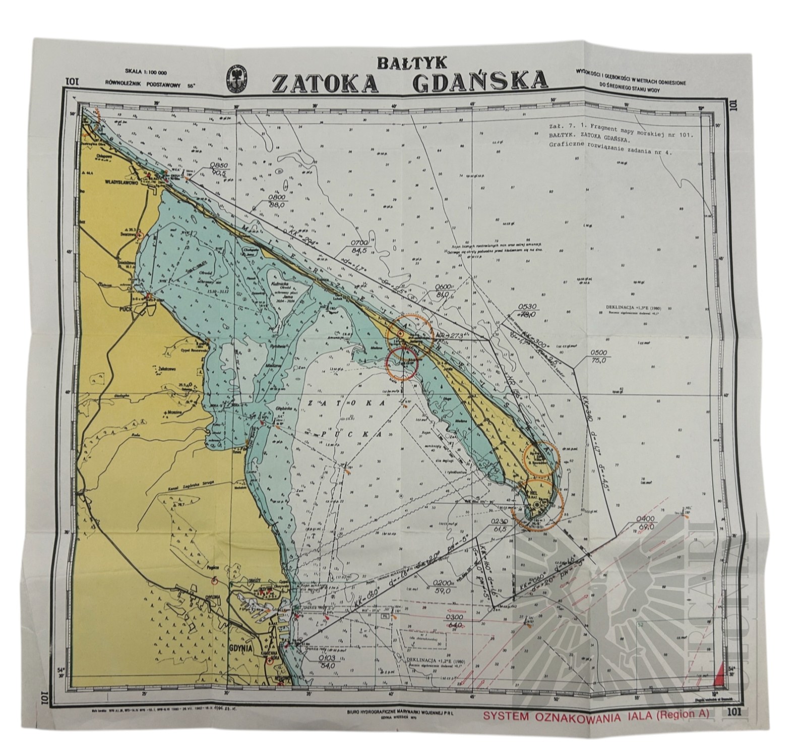 PRL, 1970 r. - Mapa Zatoki Puckiej, Biuro Hydrograficzne Marynarki ...