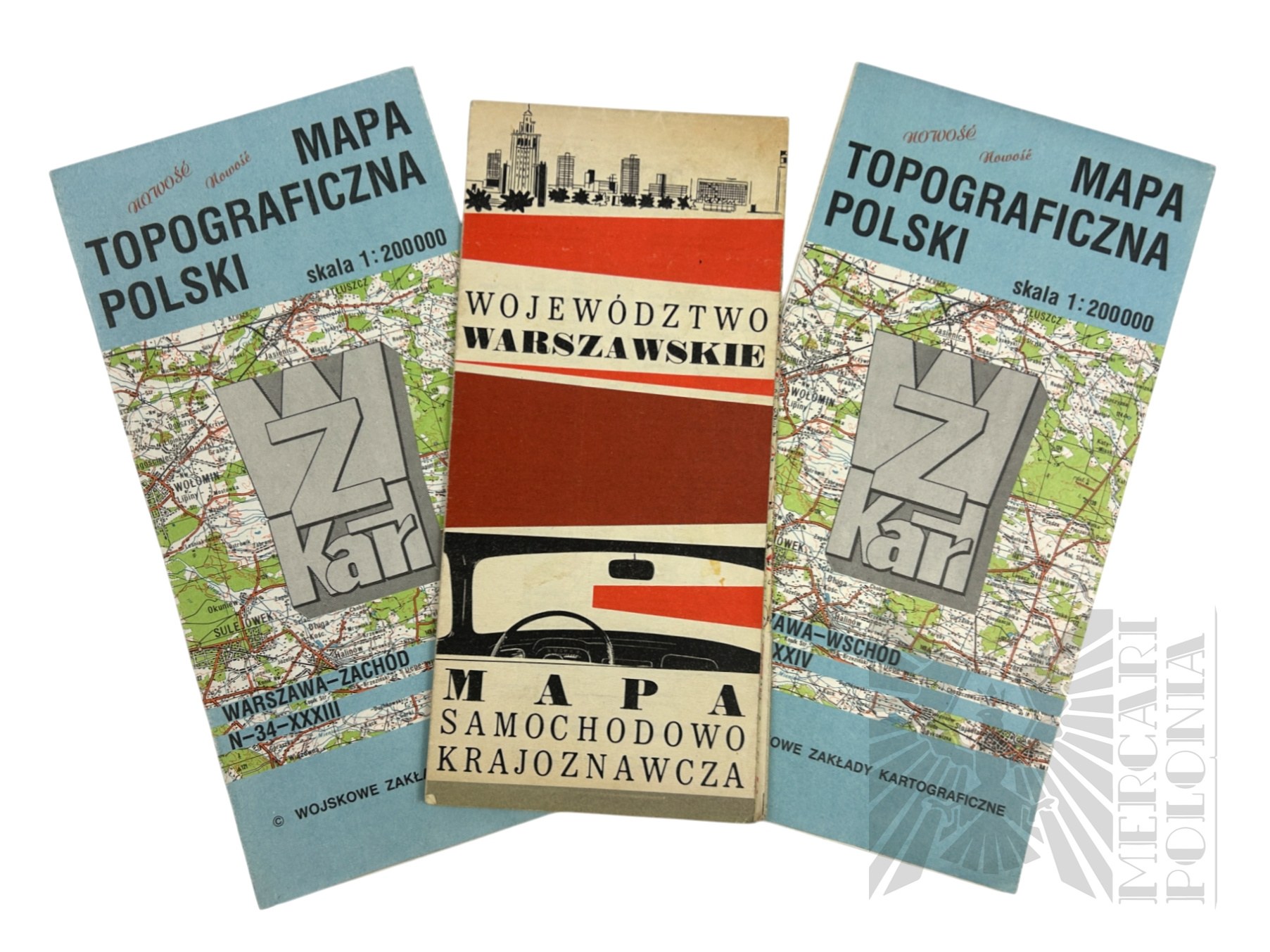 PRL - Trzy Mapy: Mapa Topograficzna Warszawa-Wschód i Warszawa-Zachód ...