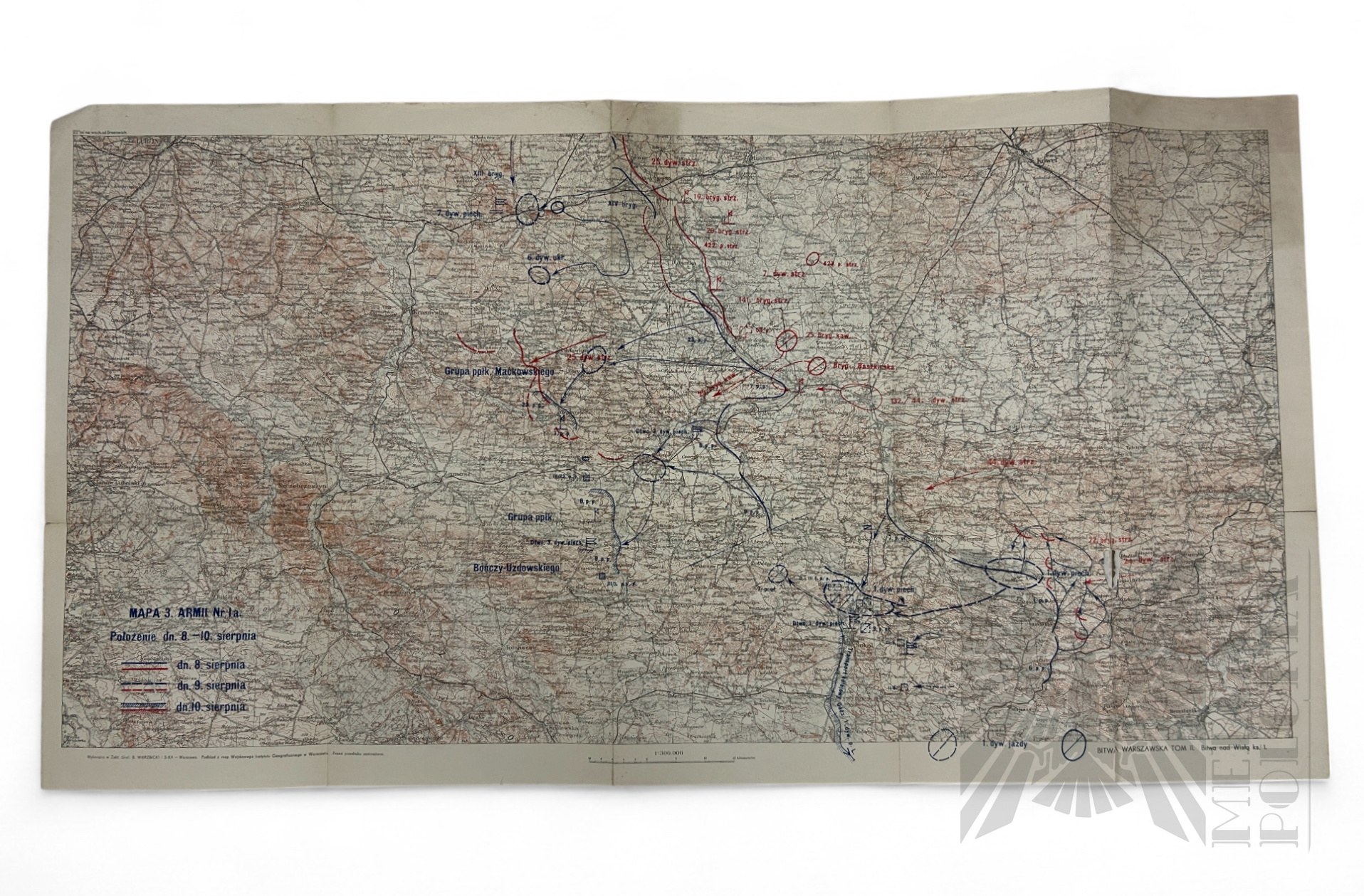 II RP - Mapa Bitwa Warszawska, Bitwa nad Wisłą, Mapa 3. Armii - Zakłady ...