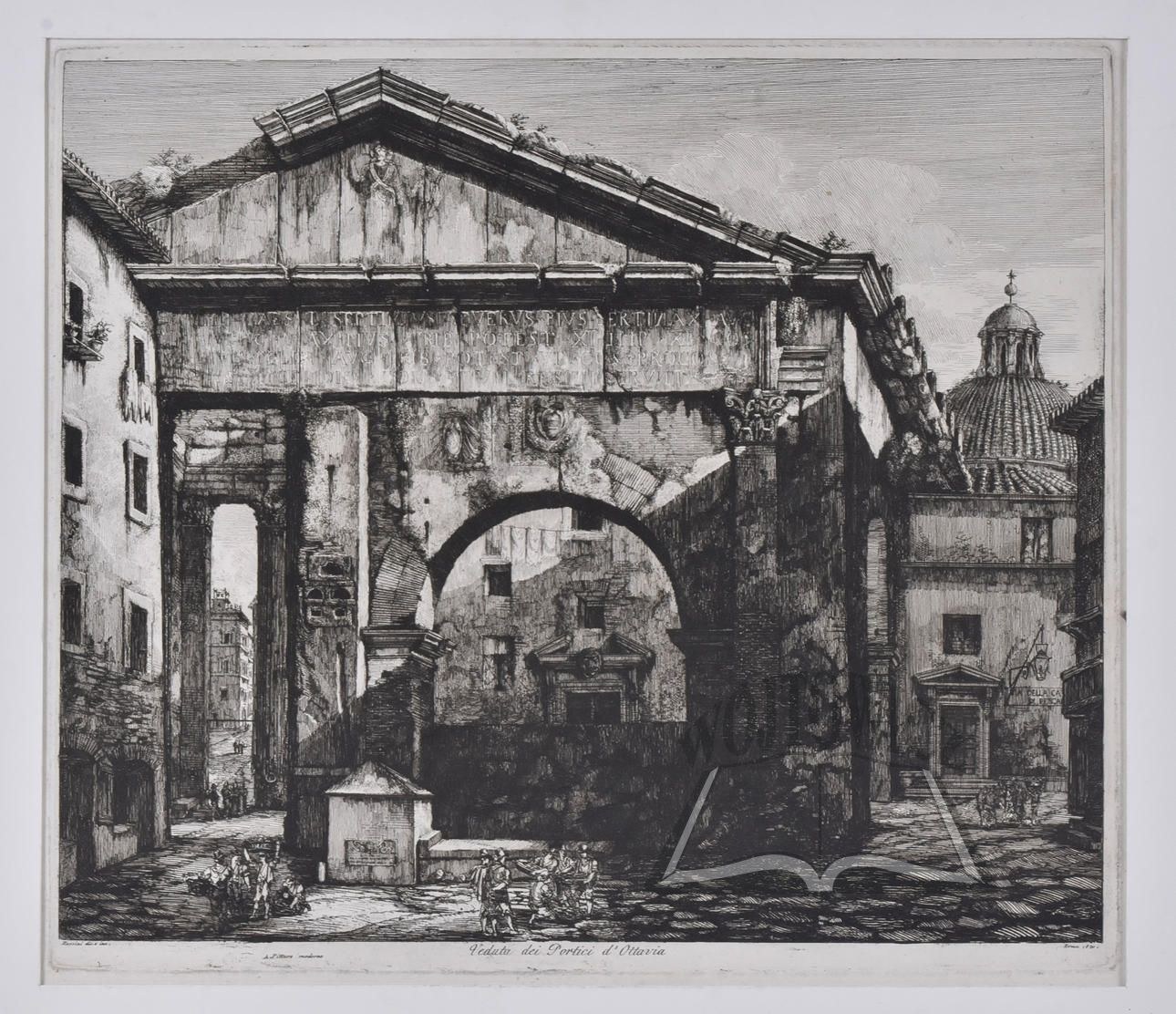 ROSSINI Luigi (1790-1857), "Veduta dei Portici d' Ottavia". ("Widok na ...
