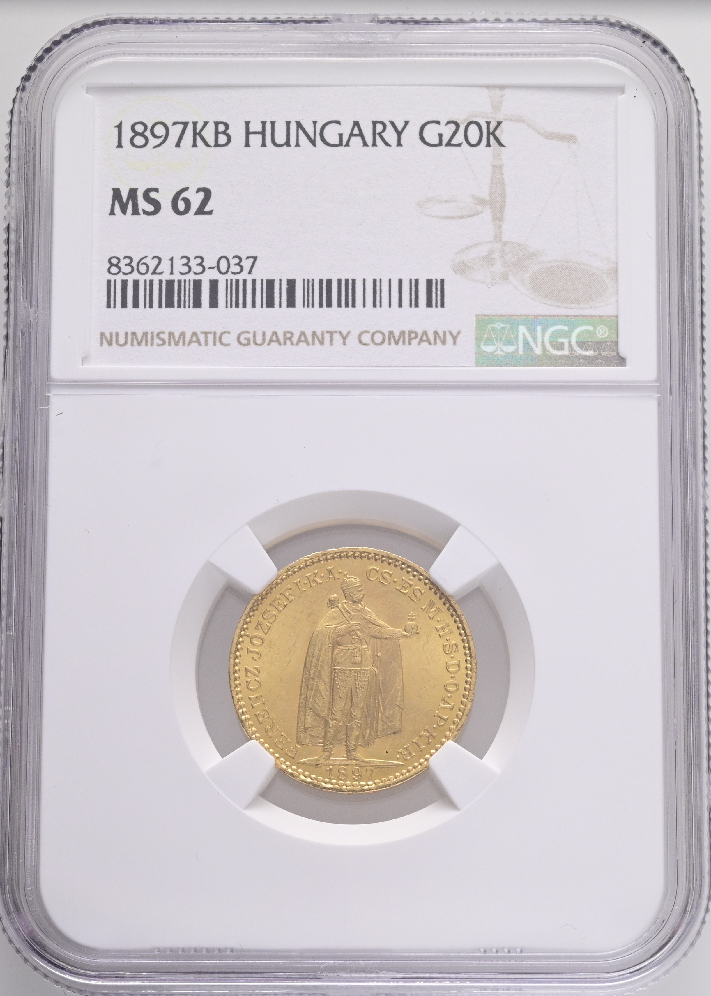 Austria Węgry FRANZ JOSEPH I. 1848-1916 20 Corona 1897 KB Kremnica KM#486, ÉH#1489 Au.900 6,79g ...