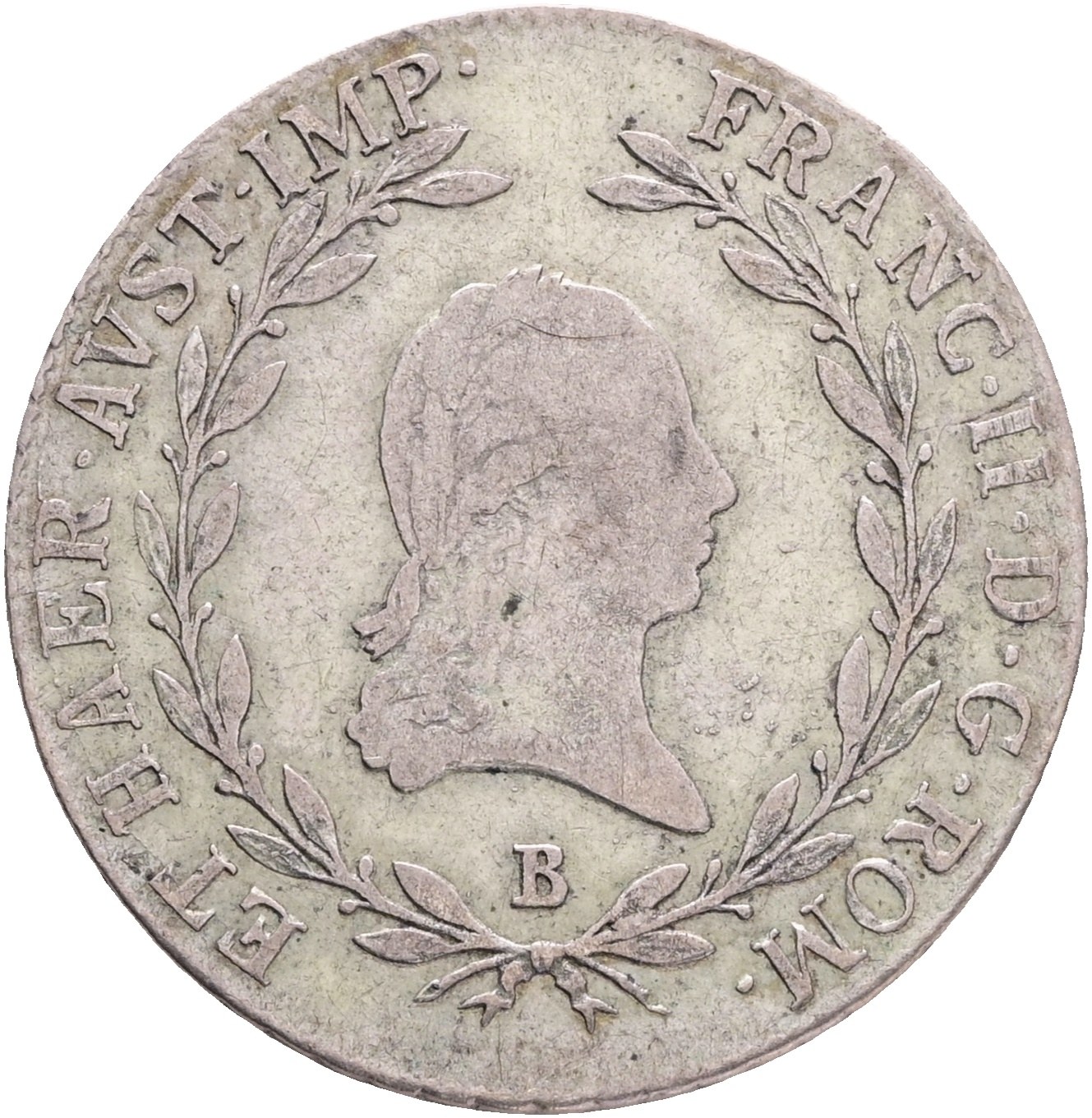 FRANCIS I. of Austria 1792-1835 20 Kreuzerów 1806 B, KM#2140 , Ag.583 ...