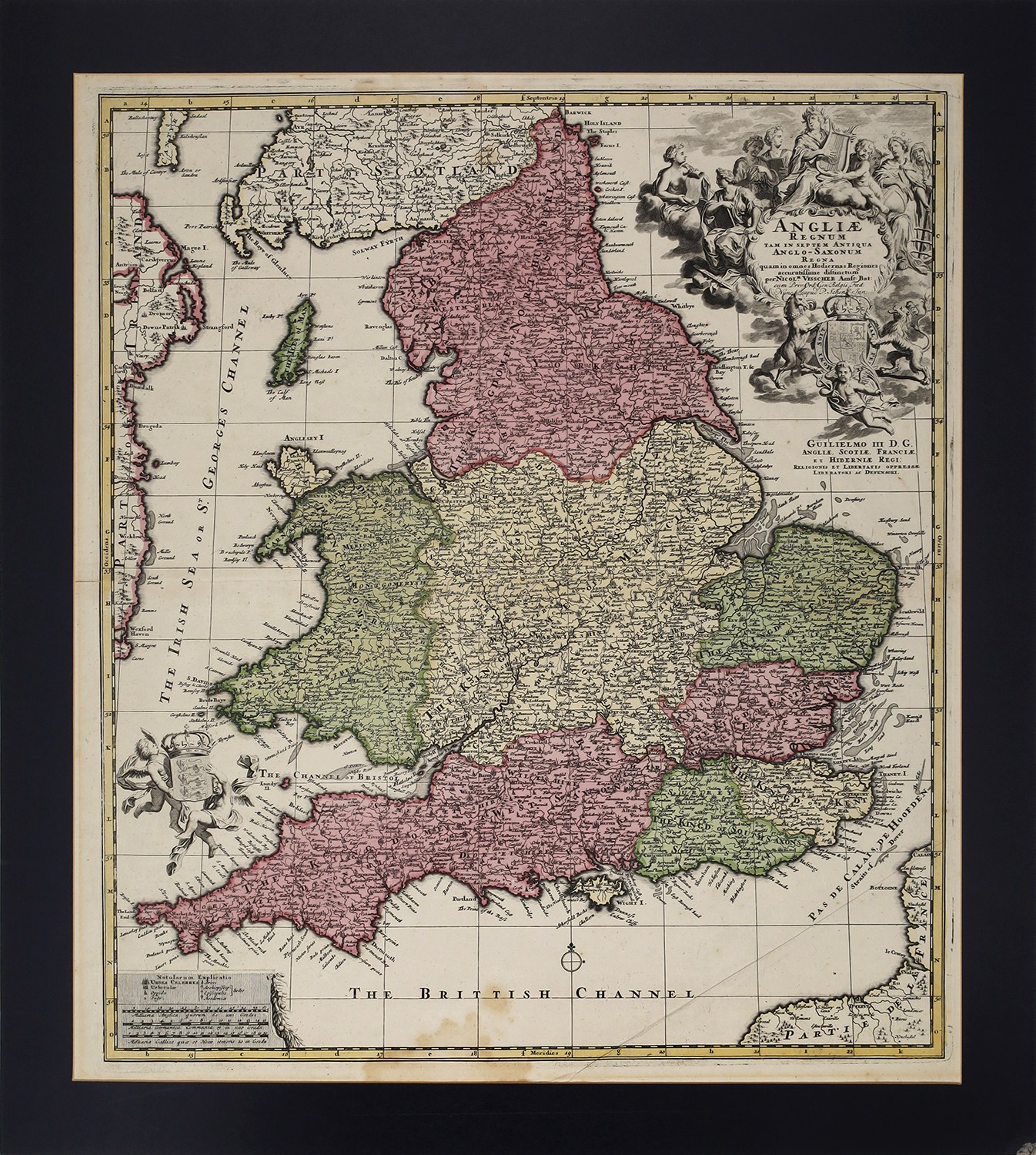 [Anglia] Nicolaas VISSCHER II (1649-1702), Mapa Anglii (tyt.oryg ...