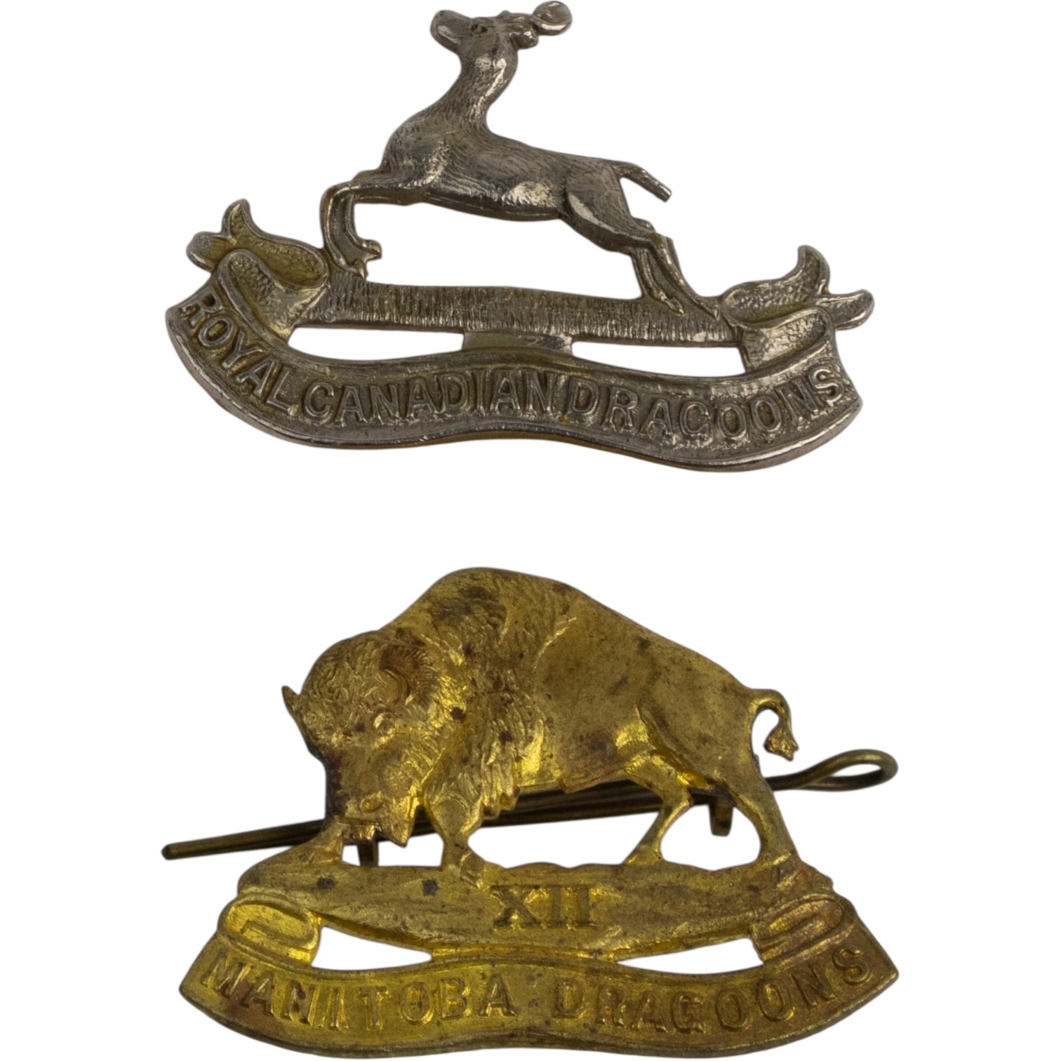 Kanadyjskie odznaki Royal Canadian Dragoons i 12th Manitoba Dragoons (2 ...