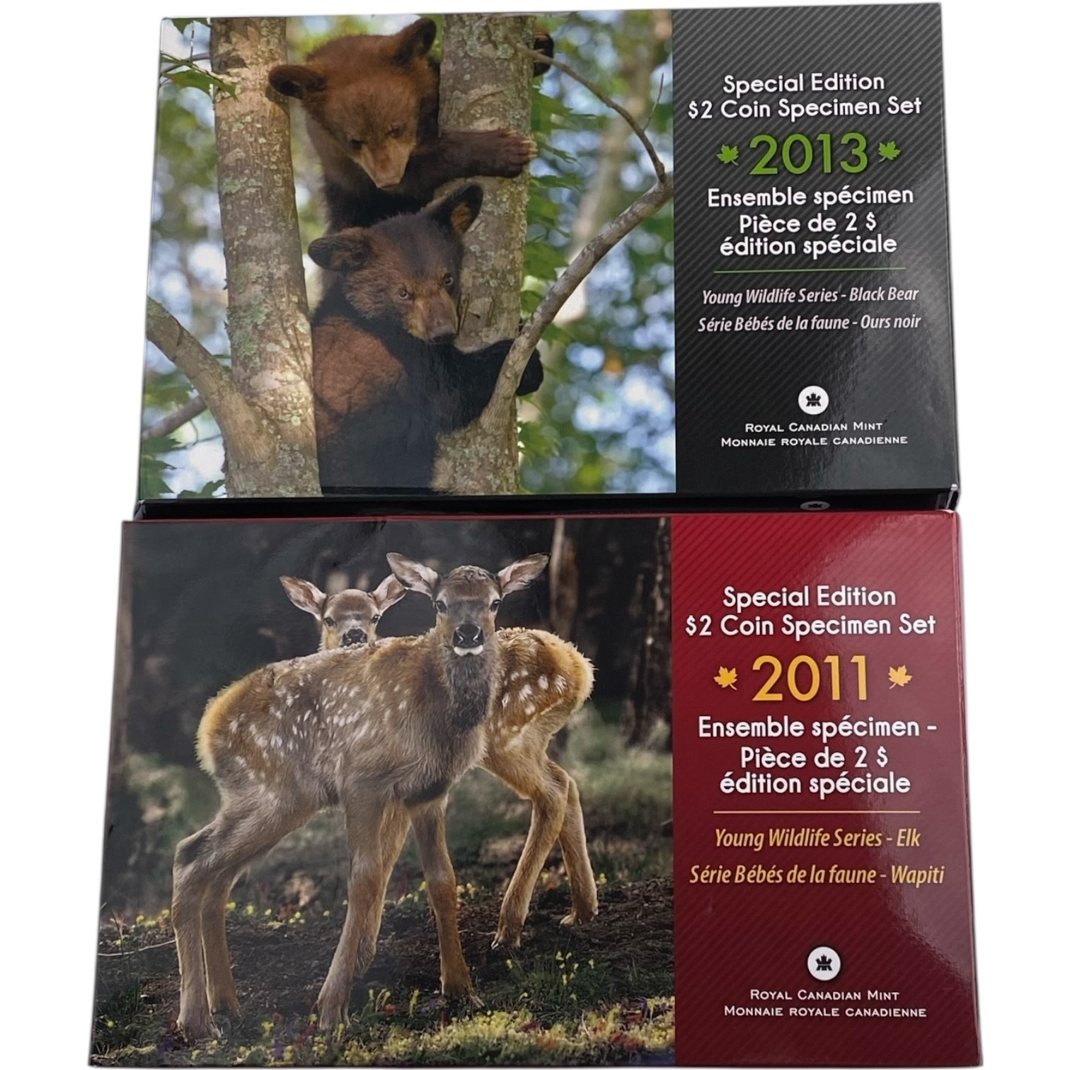 Canada 2011 & 2013 Young Wildlife Specimen Sets Elk & Black Bear Cubs ...