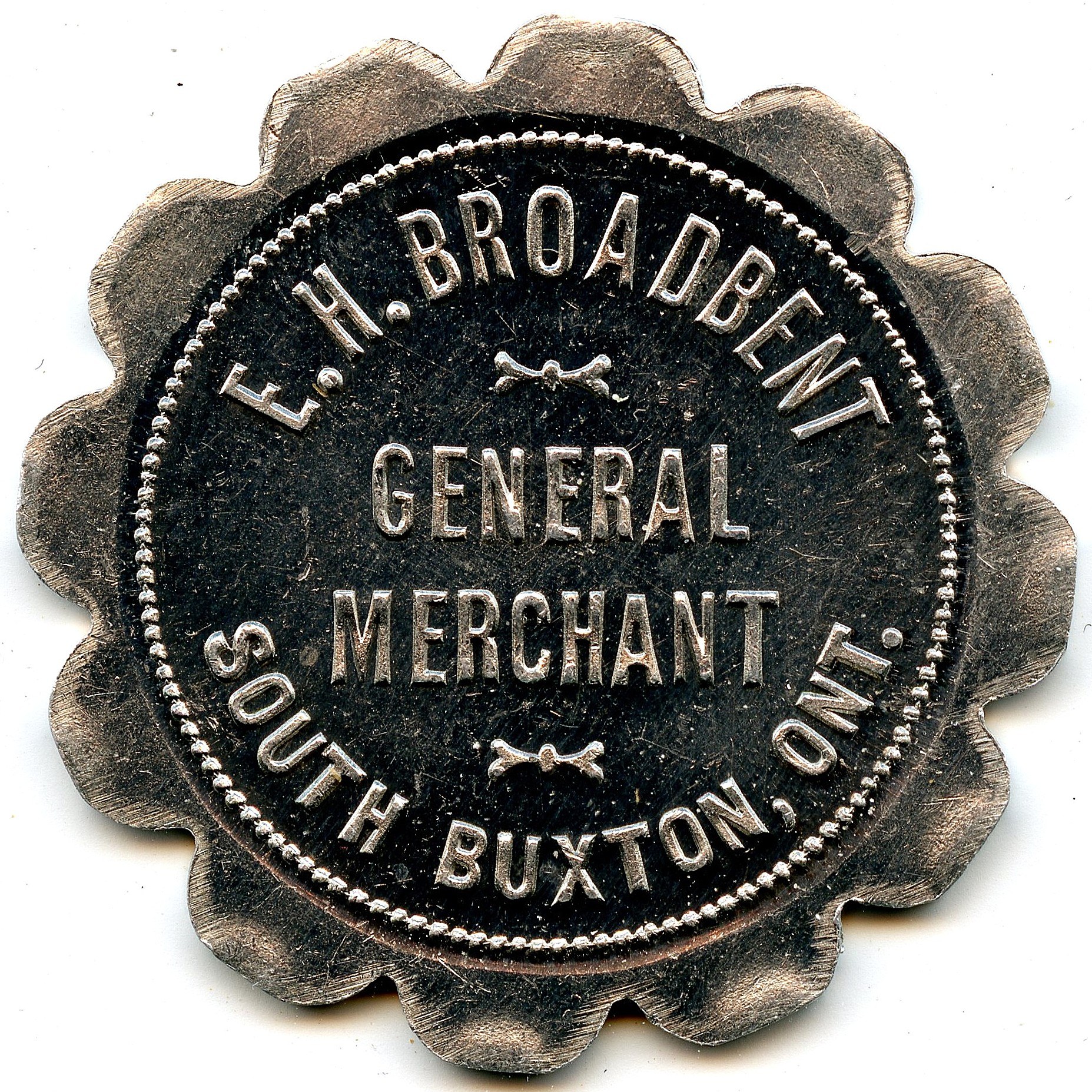 Kanada South Buxton Kent Co. Ontario. E.H. Broadbent. Żeton kupiecki ...