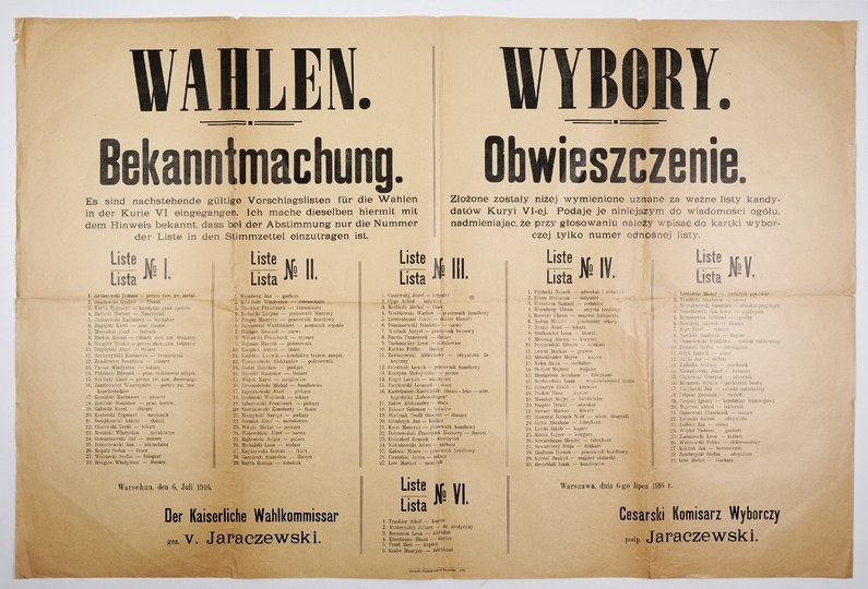 WYBORY. Obwieszczenie. Złożone zostały niżej wymienione [...] listy ...
