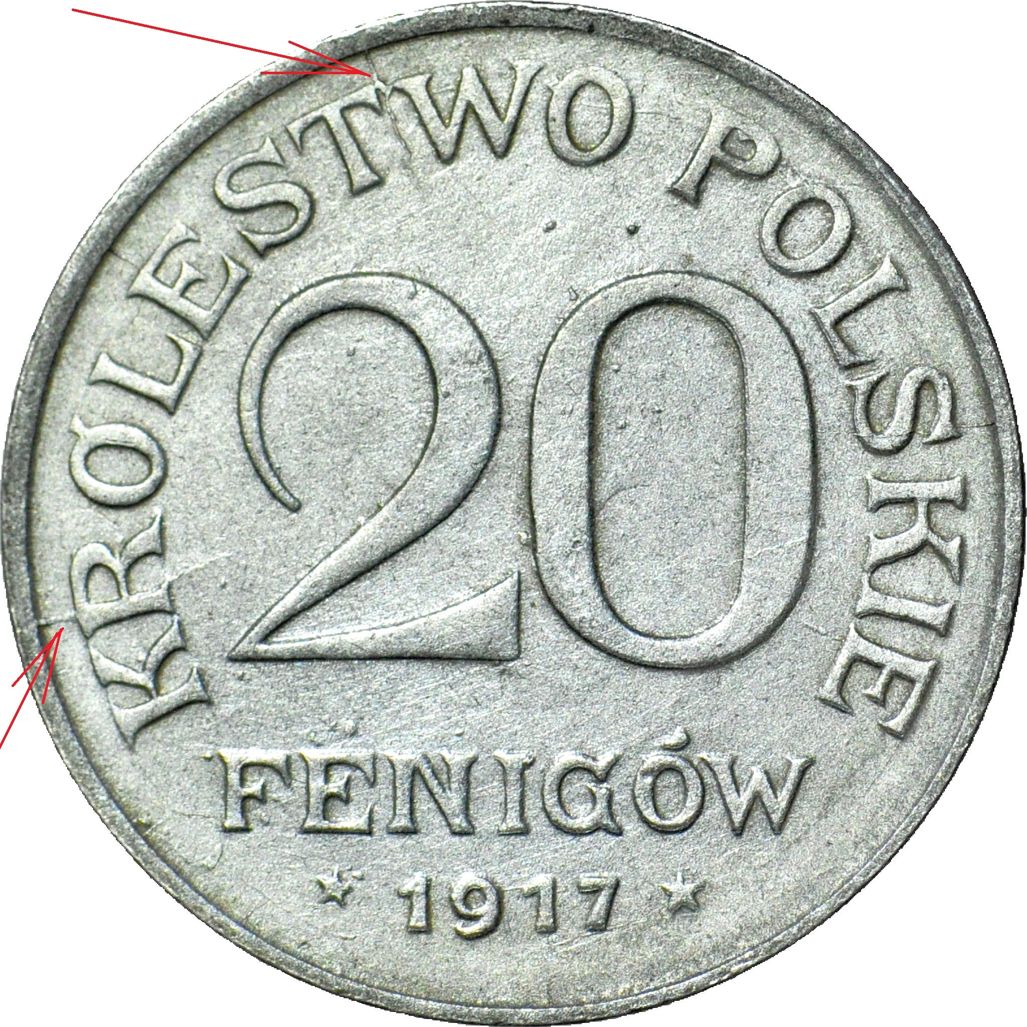 Kingdom of Poland, 20 fenig 1917 FF, stamp cracks - Online auction ...