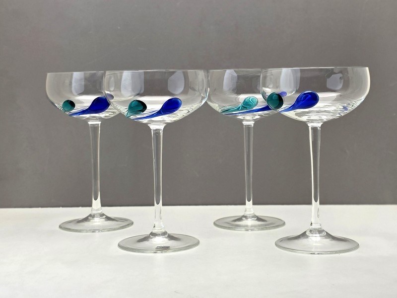 Glass Atelier Morava - komplet czterech kieliszków do szampana ...
