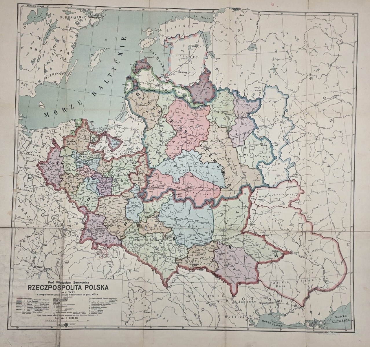 SEMKOWICZ Wł. - Mapa hist. Rzeczypospolitej Polskiej w 1771 Z ...
