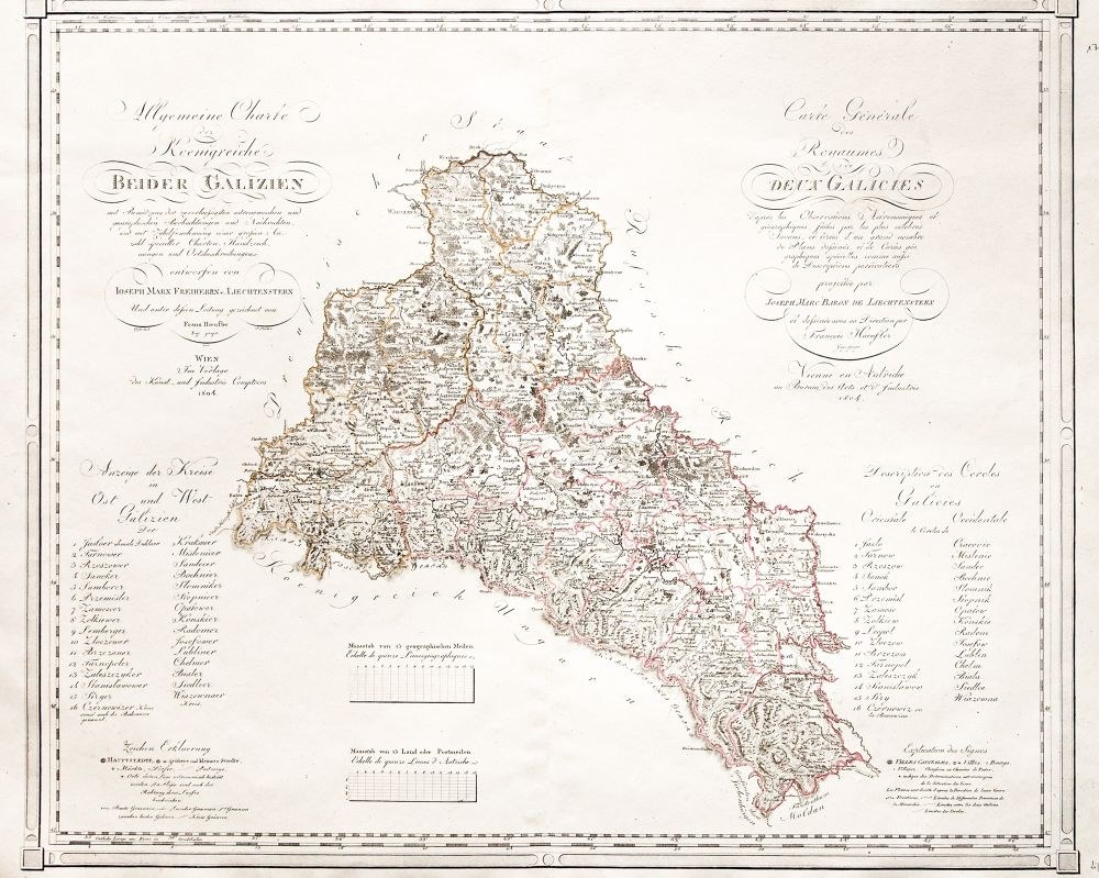 GALICJA. Mapa całego zaboru austriackiego, czyli Galicji i Lodomerii ...