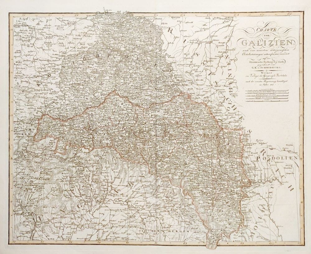 GALICJA. Mapa Galicji z utraconą przez Austrię tzw. Zachodnią Galicją ...