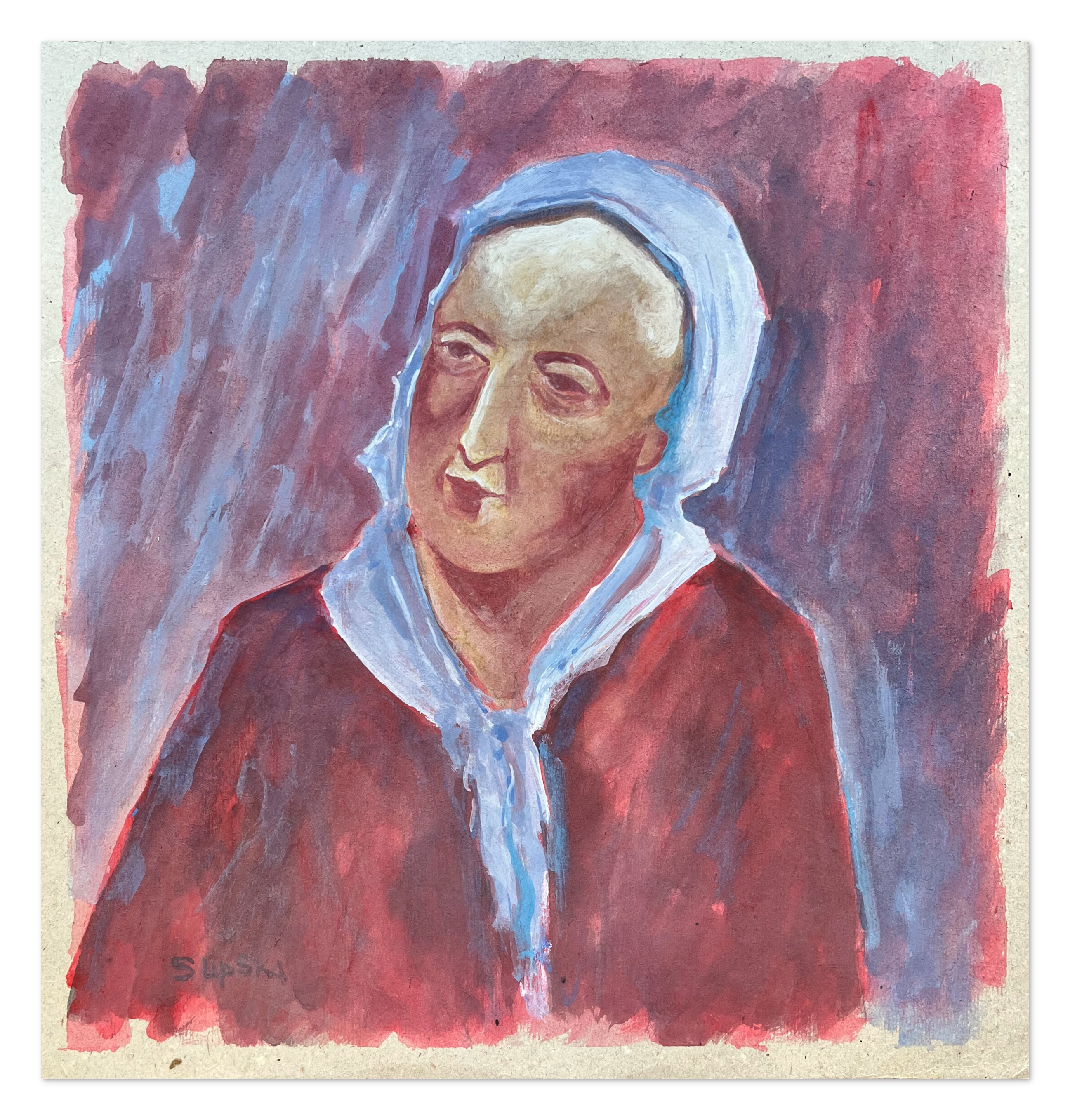 Sara Lipska (1882-1973), Portret kobiety w chuście - Aukcja internetowa ...