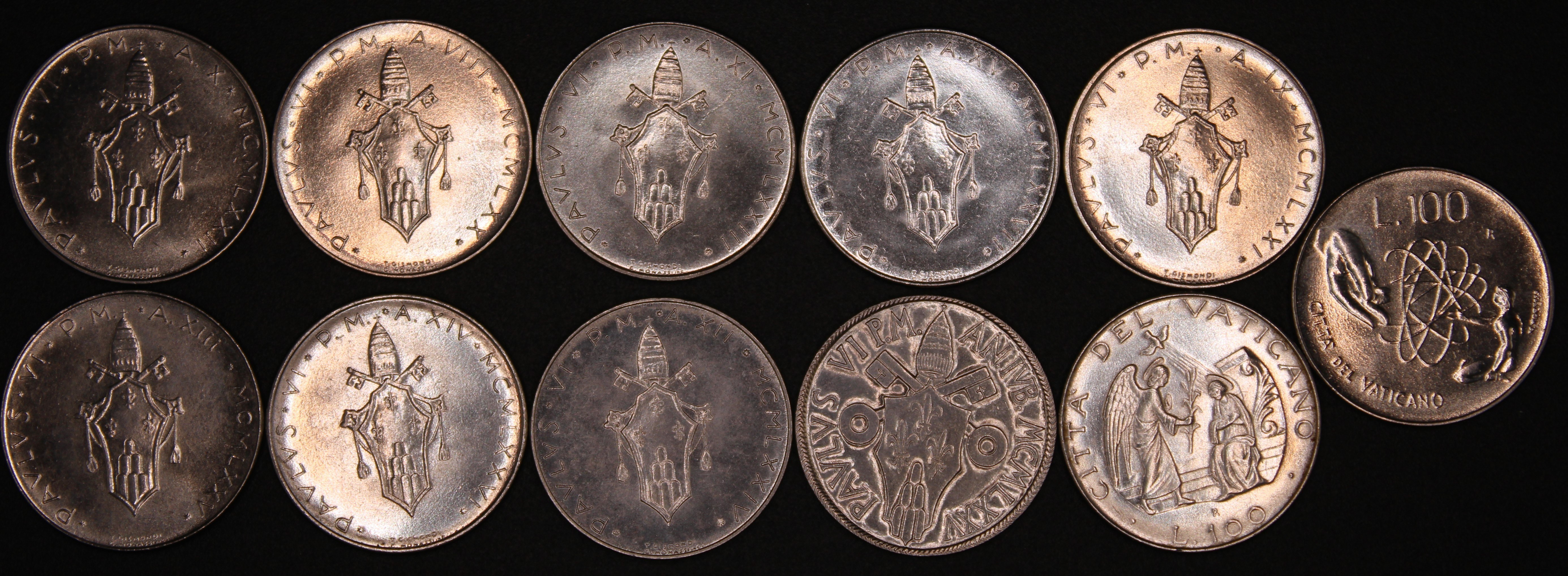 Vatican. 1960 100 Lire Lot of 11 Pieces - Aukcja internetowa ...