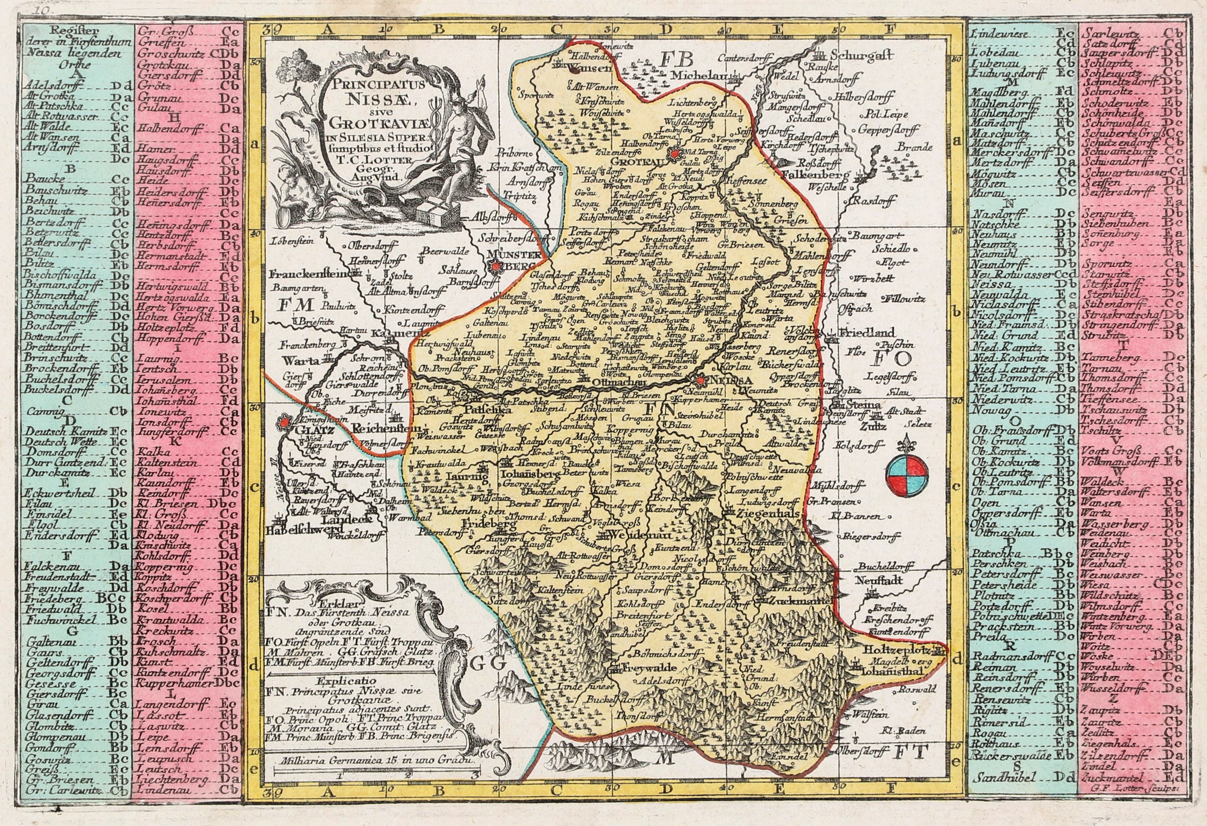 NYSA, GRODKÓW. Mapa Księstwa Grodkowskiego i biskupstwa nyskiego ...
