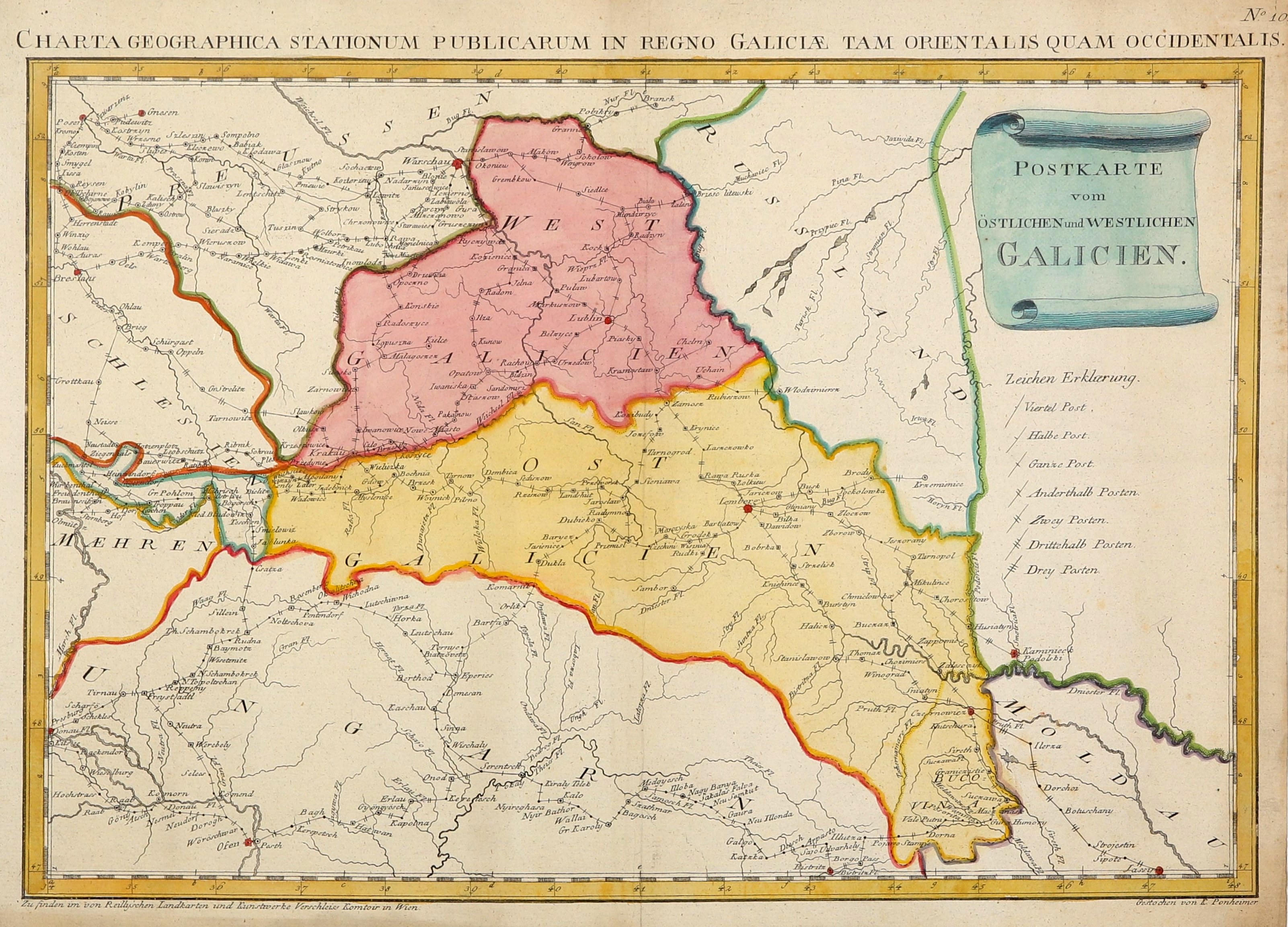 GALICIA. Postal map of eastern and western Galicia - all stations and ...