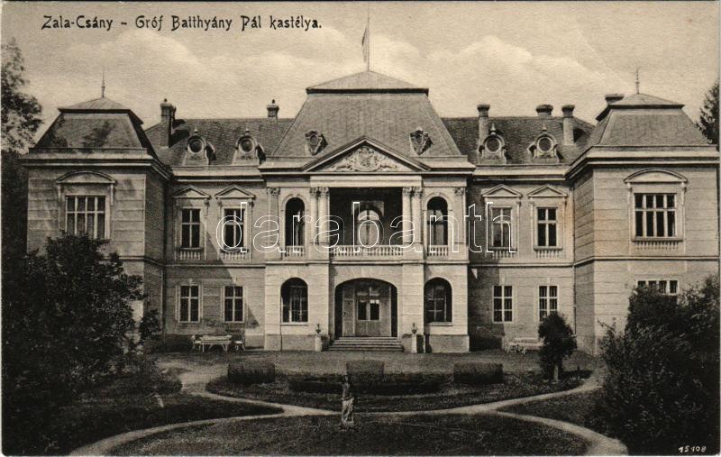 Zalacsány, Zala-Csány; Gróf Batthyány Pál kastélya (gyűrődés / crease ...