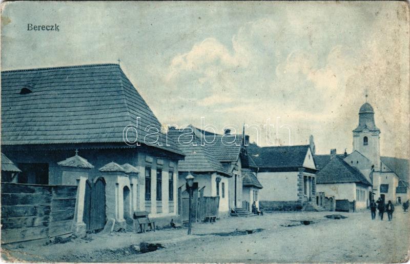 1918 Bereck, Bereczk, Bretcu; utca, templom / street view, church (r ...
