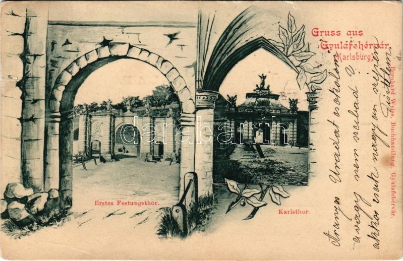 1900 Gyulafehérvár, Karlsburg, Alba Iulia; Erstes Festungsthor ...