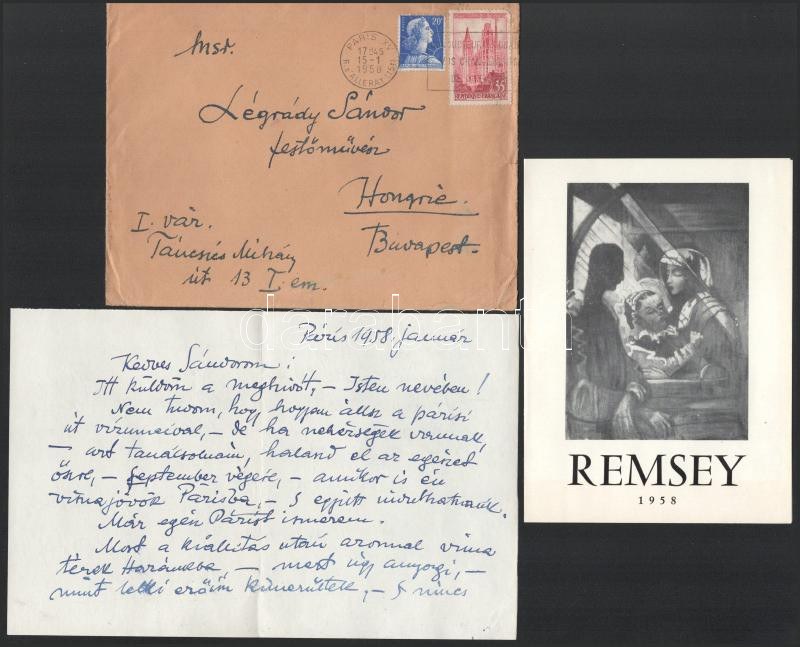 1958 Remsey Jenő György (1885-1980) festőművész, grafikus autográf ...