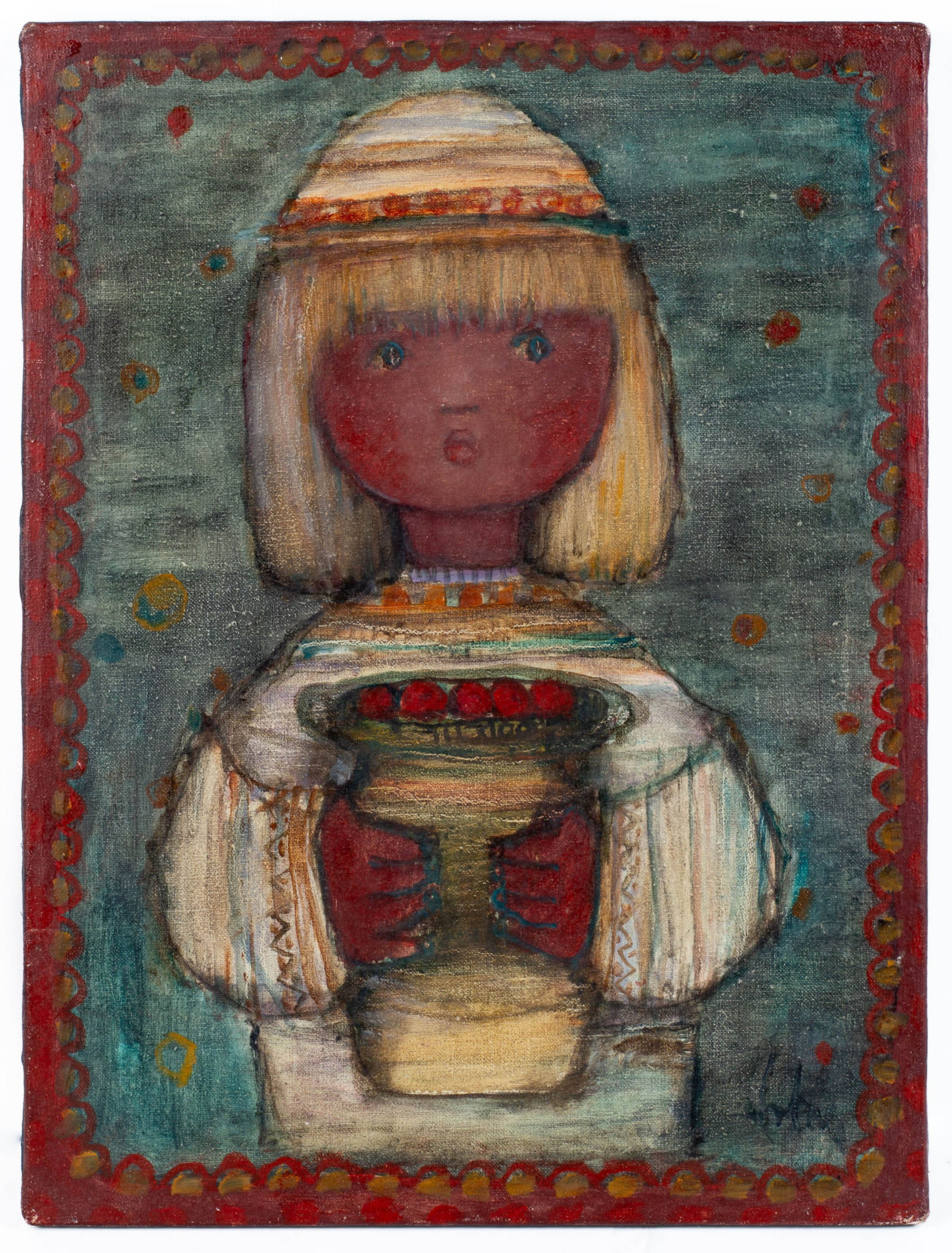 Maria Urban-Mieszkowska (1929 Siemiarz - 2000 Lublin), Girl with Fruit ...