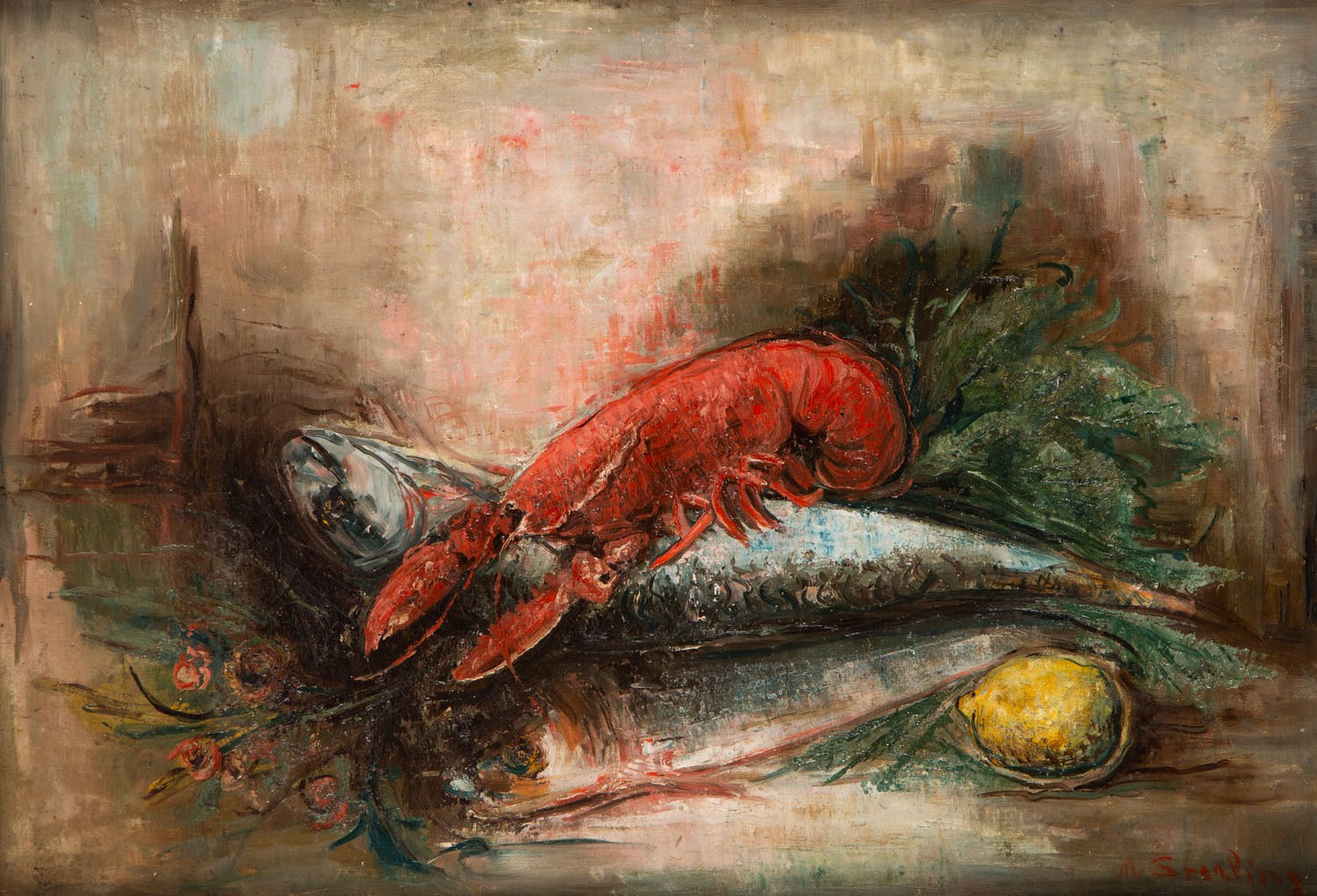 Marc Sterling (1898 Russia - 1976 Paris), Still life with lobster ...