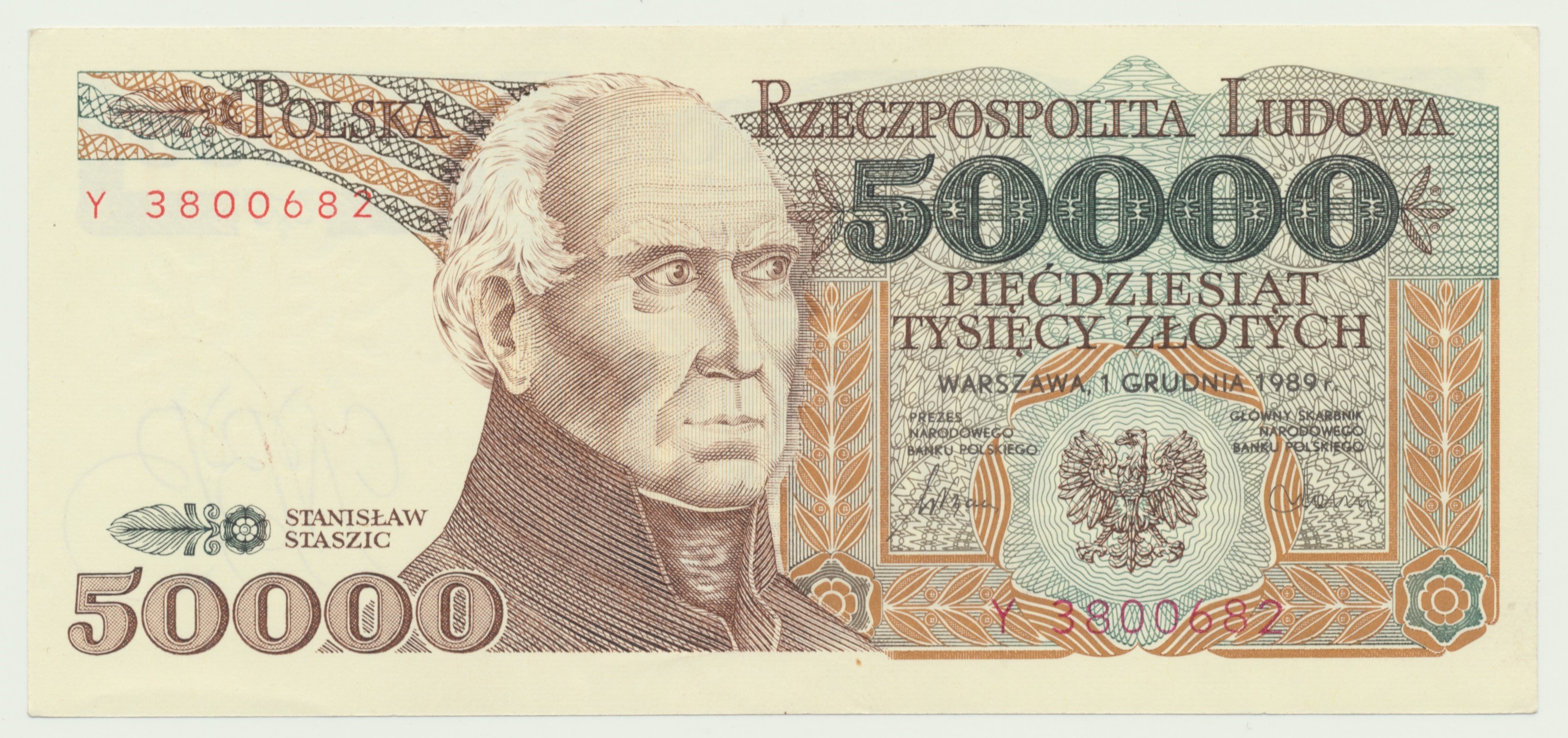50,000 gold 1989, Staszic, rare ser. Y, Szparło L5 - Online auction ...