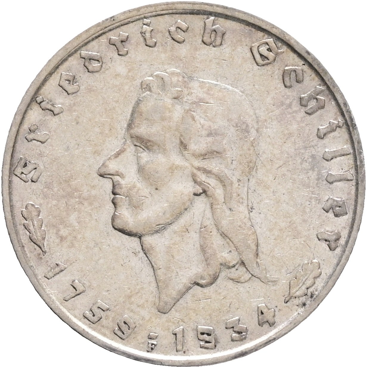 Trzecia Rzesza 1933-1945, 2 Mark 1934 F Stuttgart, 175. rocznica ...