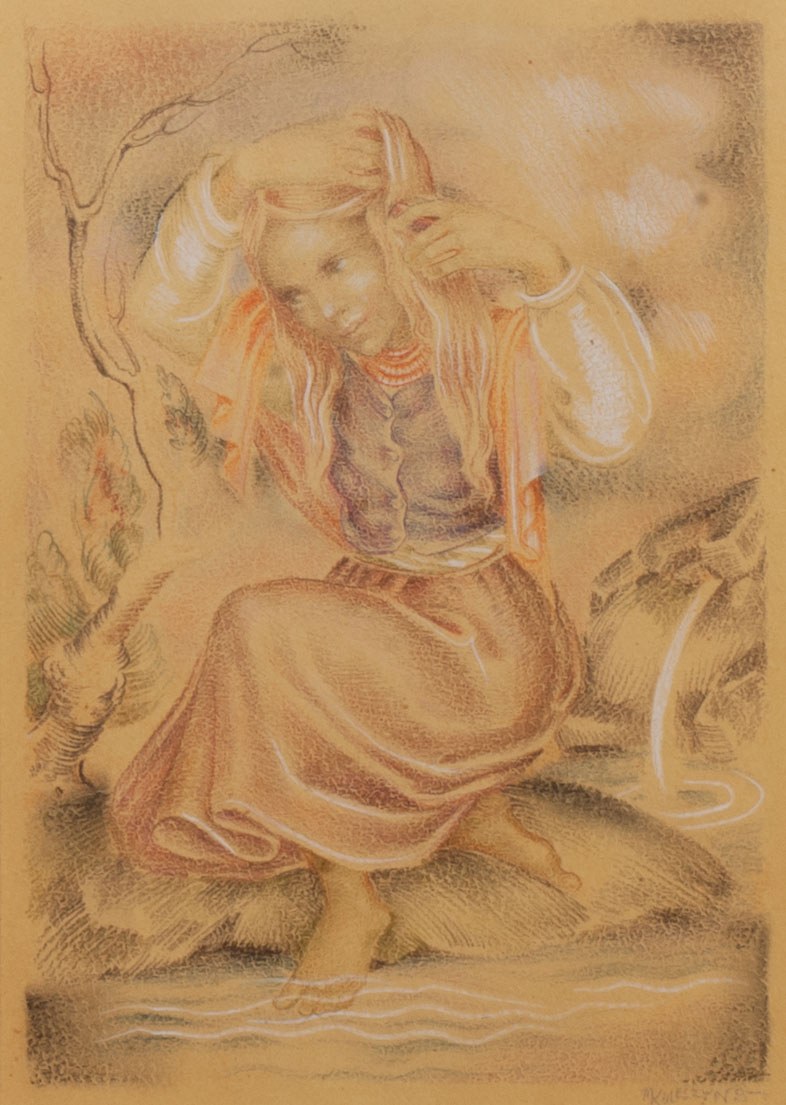 Maria Kuleszyna Kulesza (1892-1971), Czesząca się nad brzegiem rzeki ...