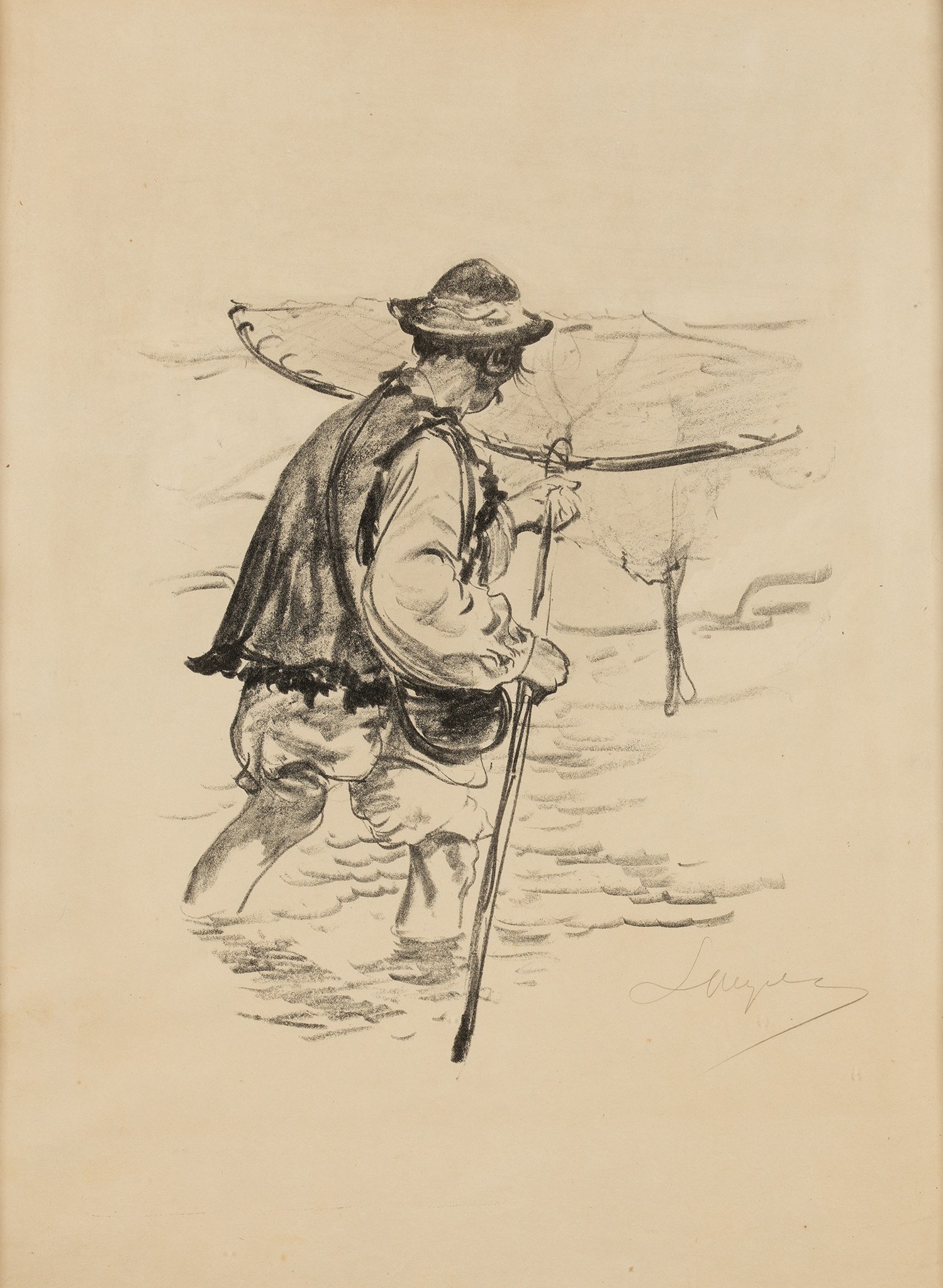 Leon Wyczółkowski (1852 - 1936), "Rybak z więcierzem (Hucuł z siecią ...