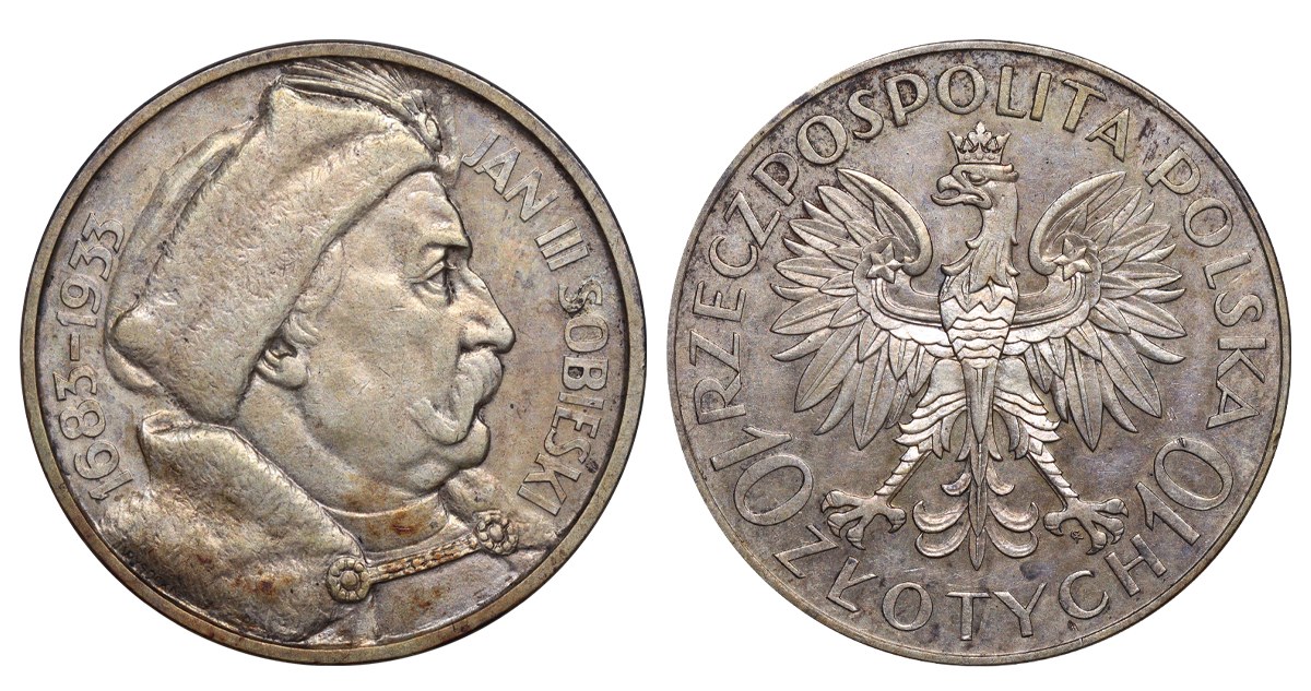 Polska, 10 zł, 1933 rok, MW, 250. rocznica bitwy pod Wiedniem - Jan III ...