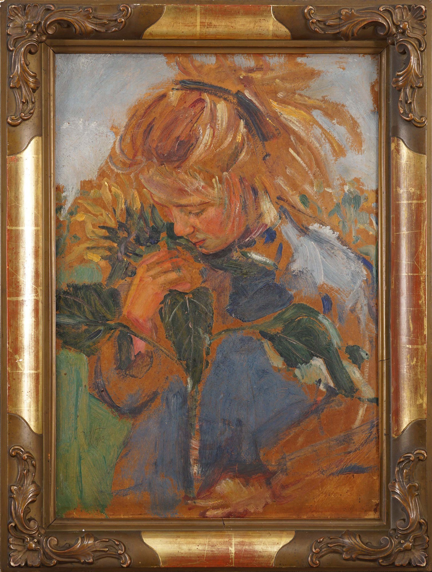 Wlastimil HOFMAN (1881 - 1970), Dziewczynka ze słonecznikiem, 1908 ...