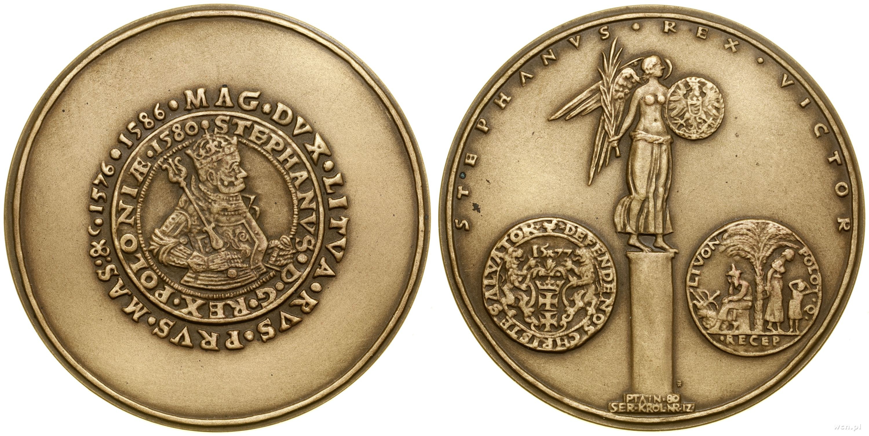 Polska, medal z serii królewskiej PTAiN - Stefan Batory, 1980, Warszawa ...