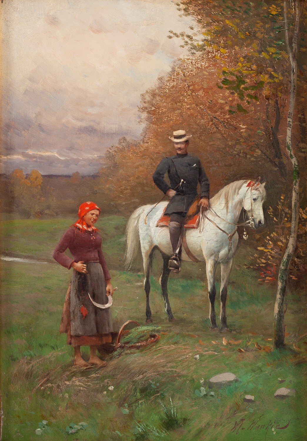 Władysław Wankie (1860 Warszawa - 1925 Warszawa), Spotkanie pod lasem ...