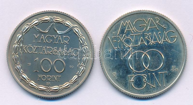 1985. 100Ft Cu-Ni "Kulturális Fórum" + 1990. 100Ft Cu-Ni "200 éves a ...