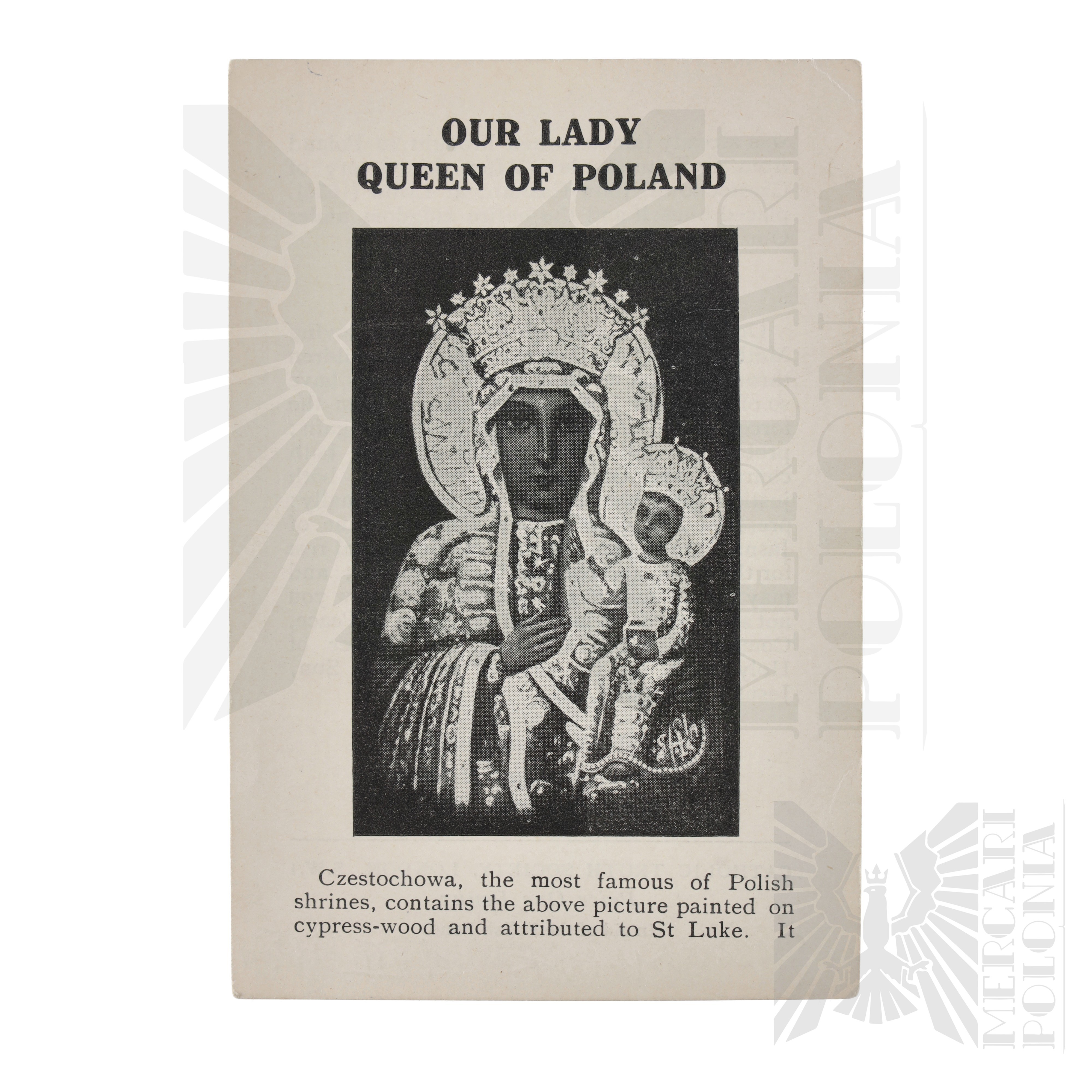 PSZnZ Kartka Religijna/Patriotyczna Our Lady Queen Of Poland Nasza Pani ...
