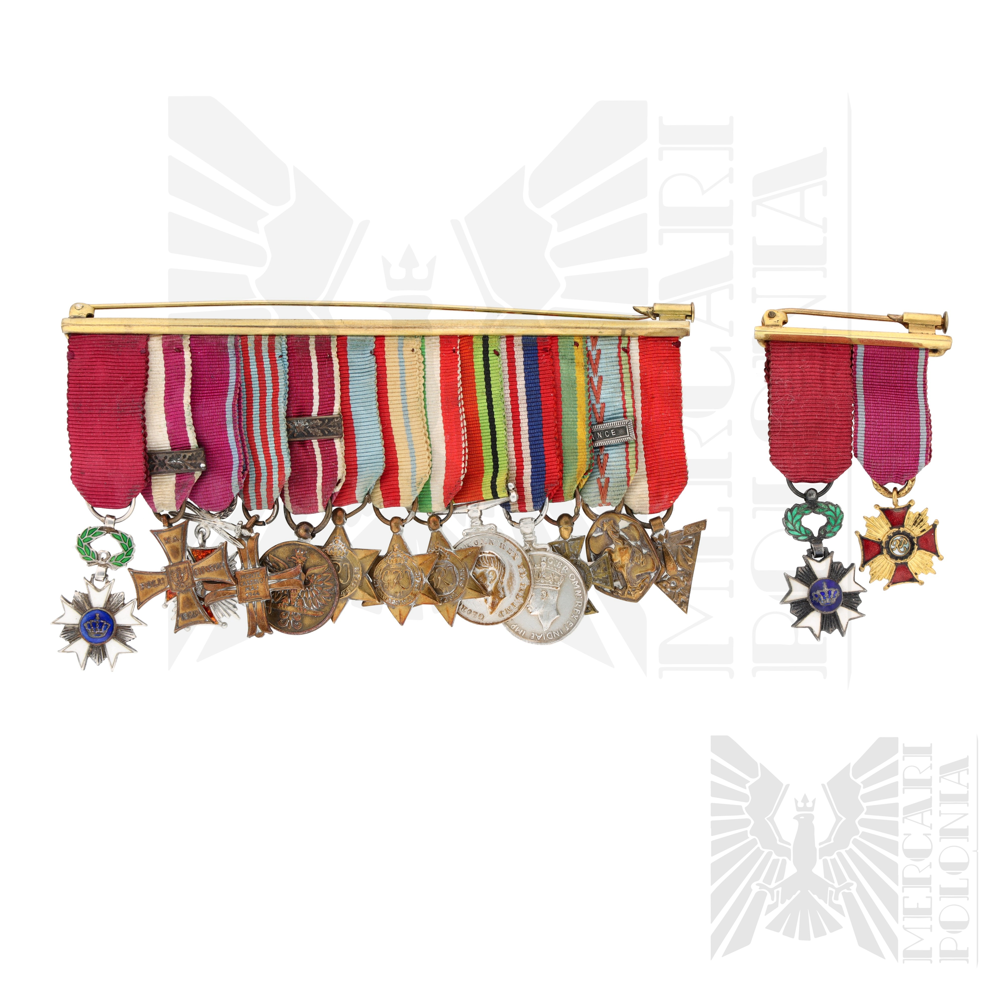 PSZnZ Dwie Szpangi Miniaturek - Belgia Order Korony, Złoty Krzyż ...