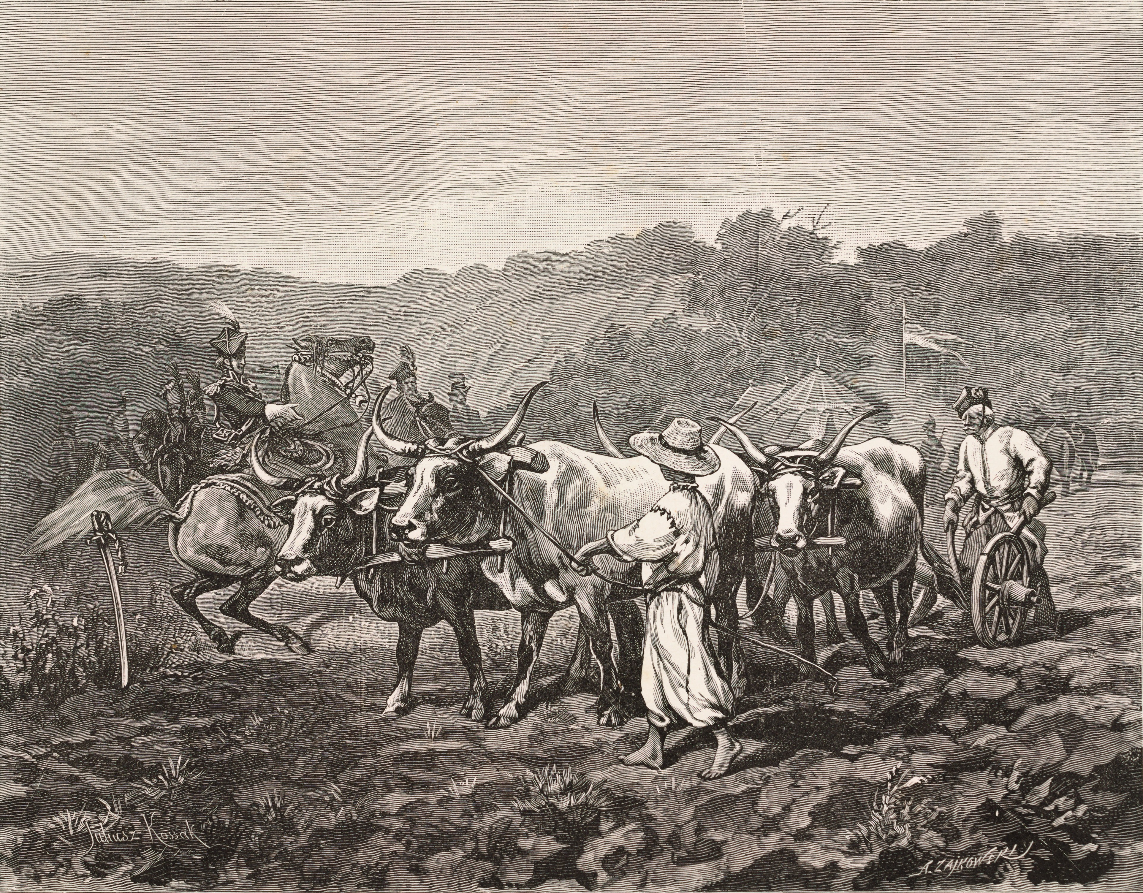 Juliusz KOSSAK (1824-1899), Mohort orze ziemię, w którą wbita jest ...