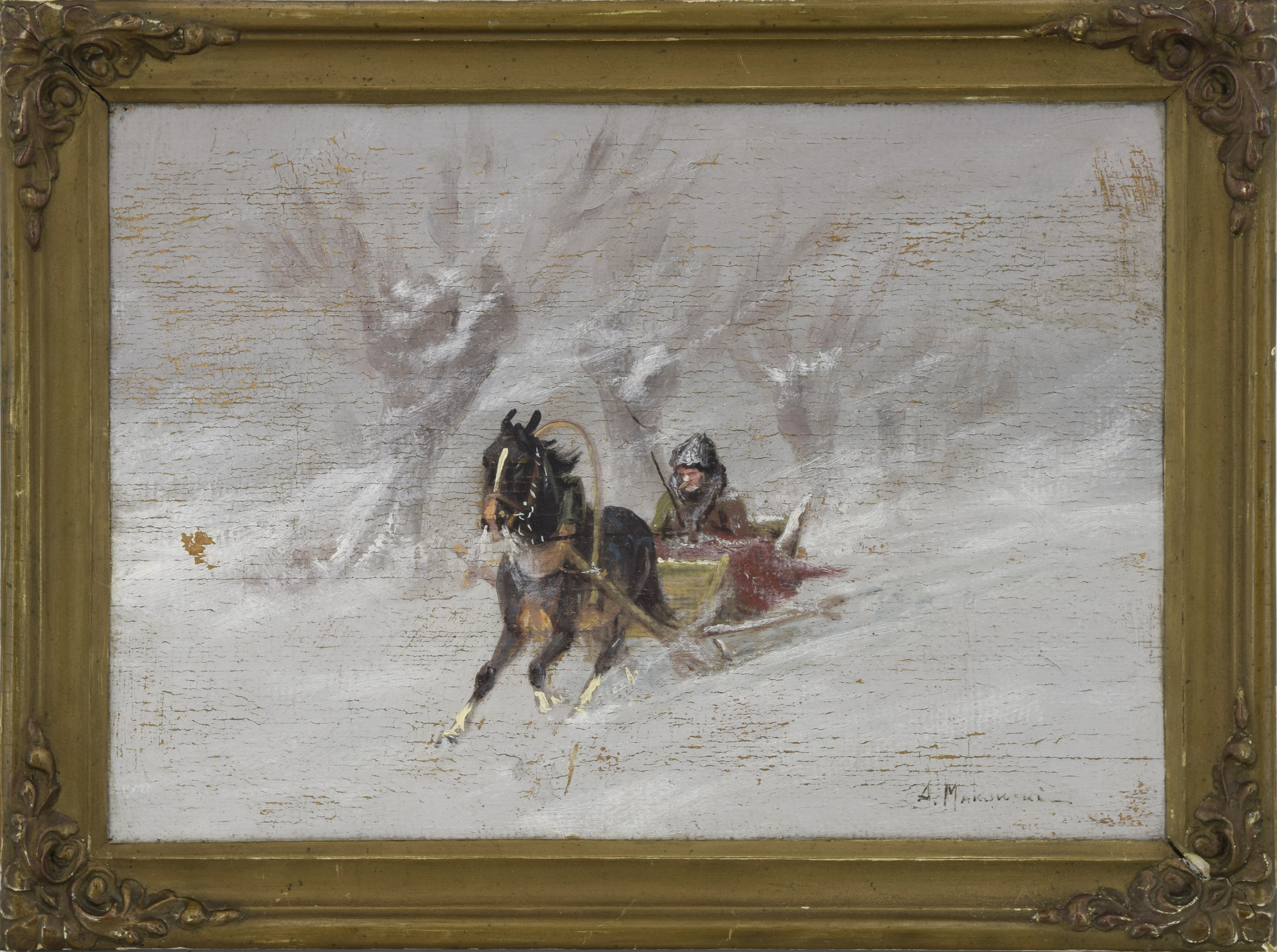 Aleksander MAKOWSKI (1869-1924), Zimowa zamieć - Aukcja internetowa ...
