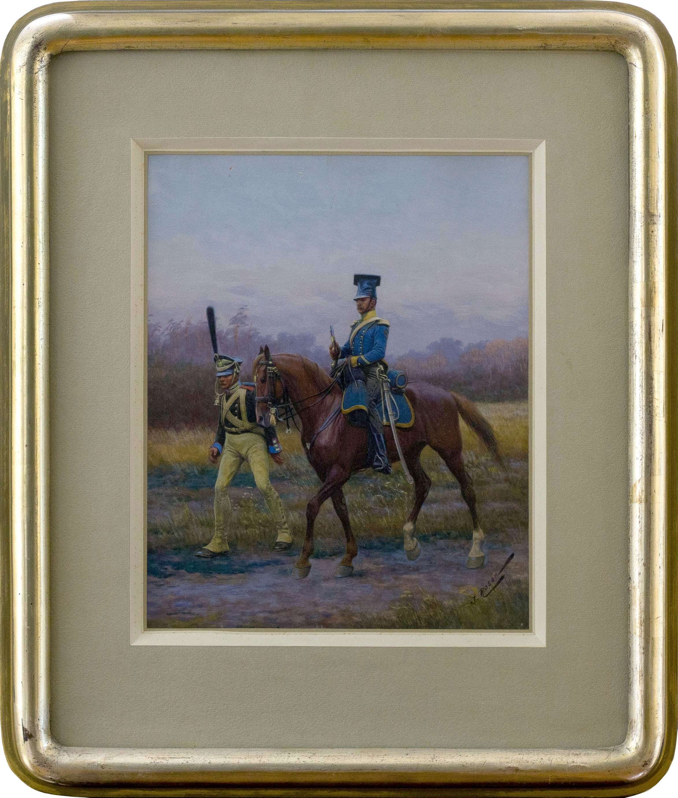 Jan Rosen (1854-1936), Żołnierz prowadzący konia - Aukcja internetowa ...